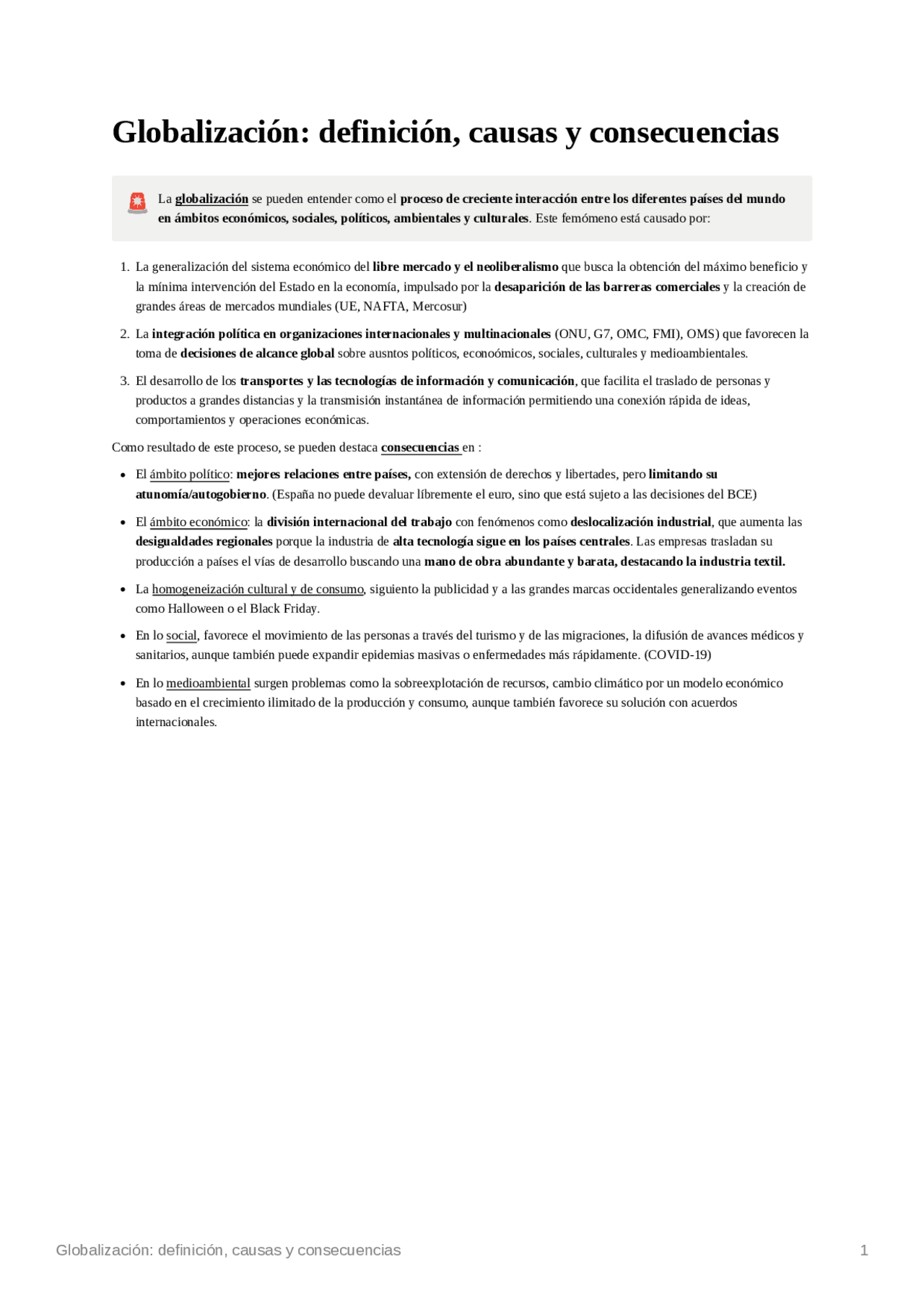 Bloque 11 Globalización Apuntes De Geografía Docsity