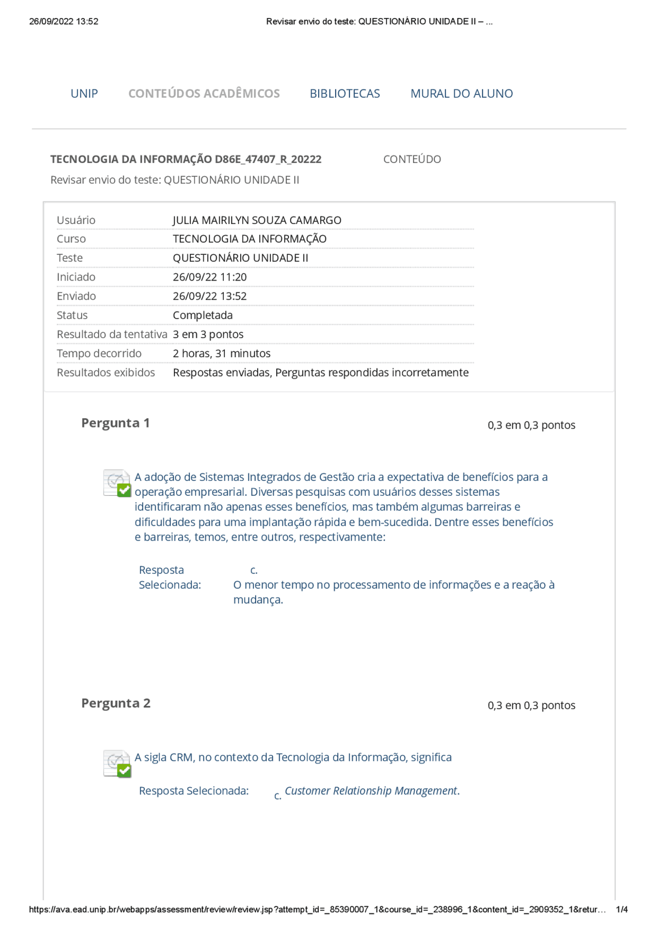 Respostas Questionário Ava Ti Ii Exercícios Tecnologia De