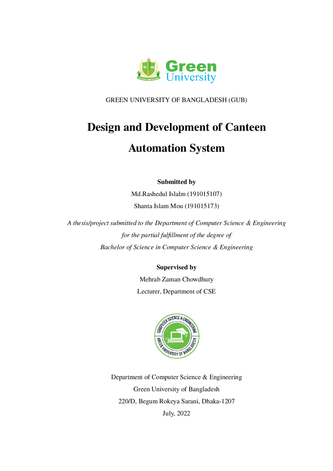 Design And Development Of Canteen Automation System Thesis Computer