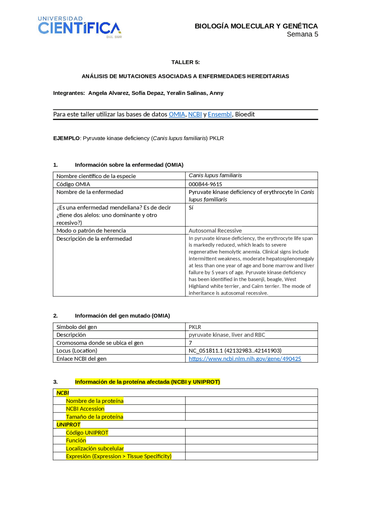 Biologia Molecular Y Genetica Ejercicios De Biología Docsity