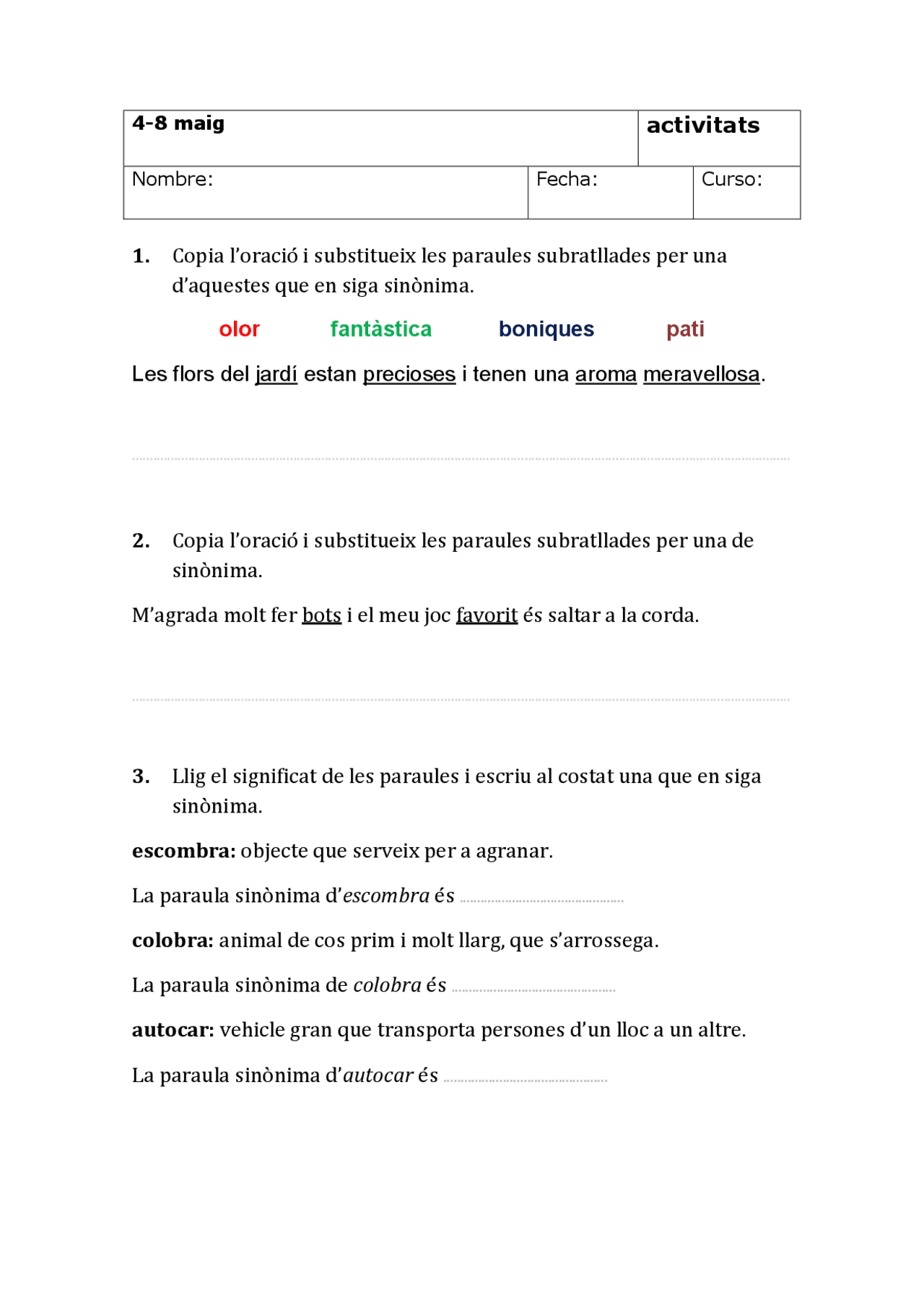 Ejercicios De Valenciano 3 Primaria Ejercicios De Valenciano Docsity