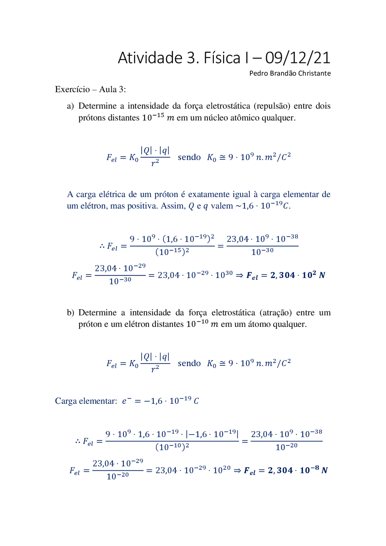 Exercício De Física 1 Exercícios Física Docsity
