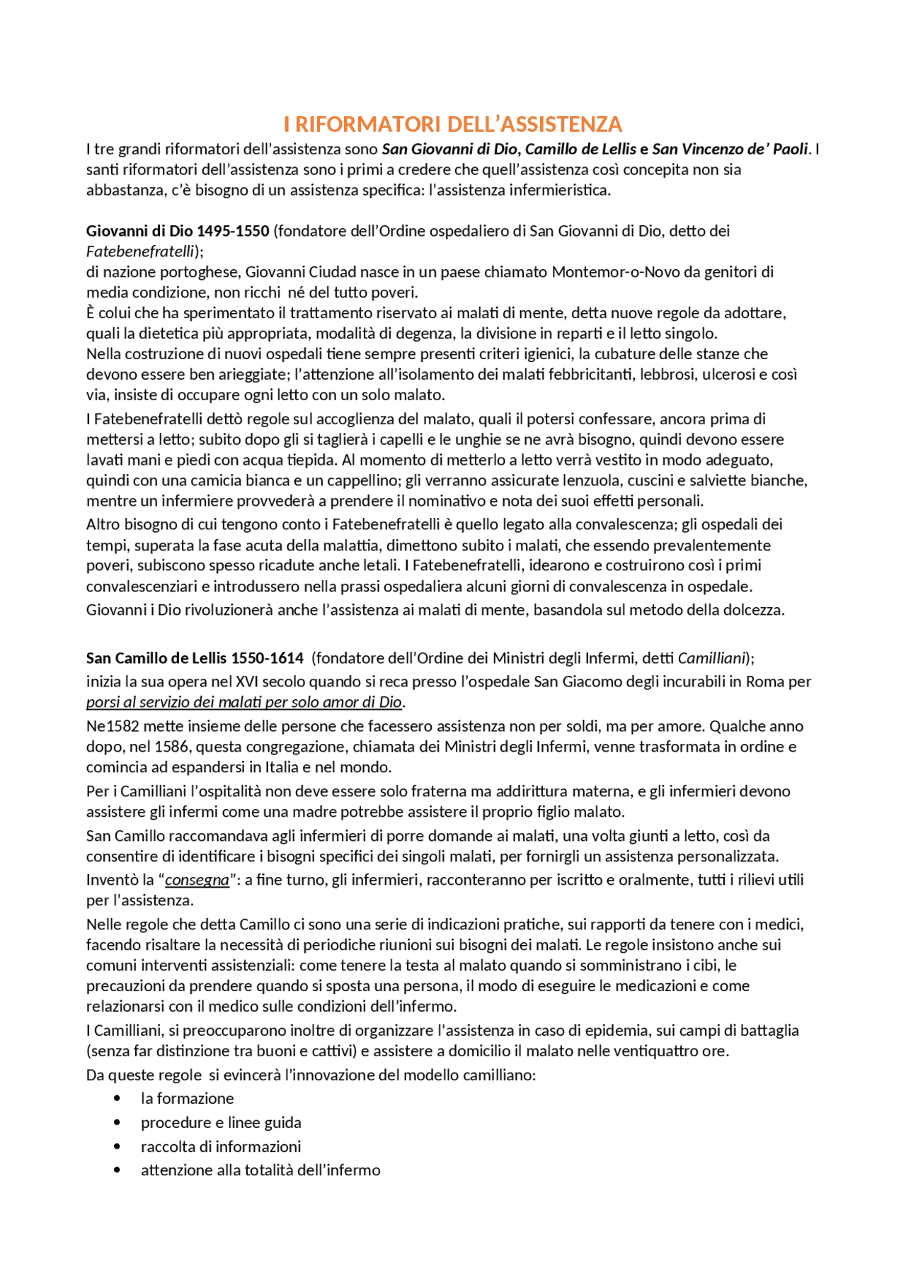 I Riformatori Dellassistenza Dispense Di Infermieristica Docsity