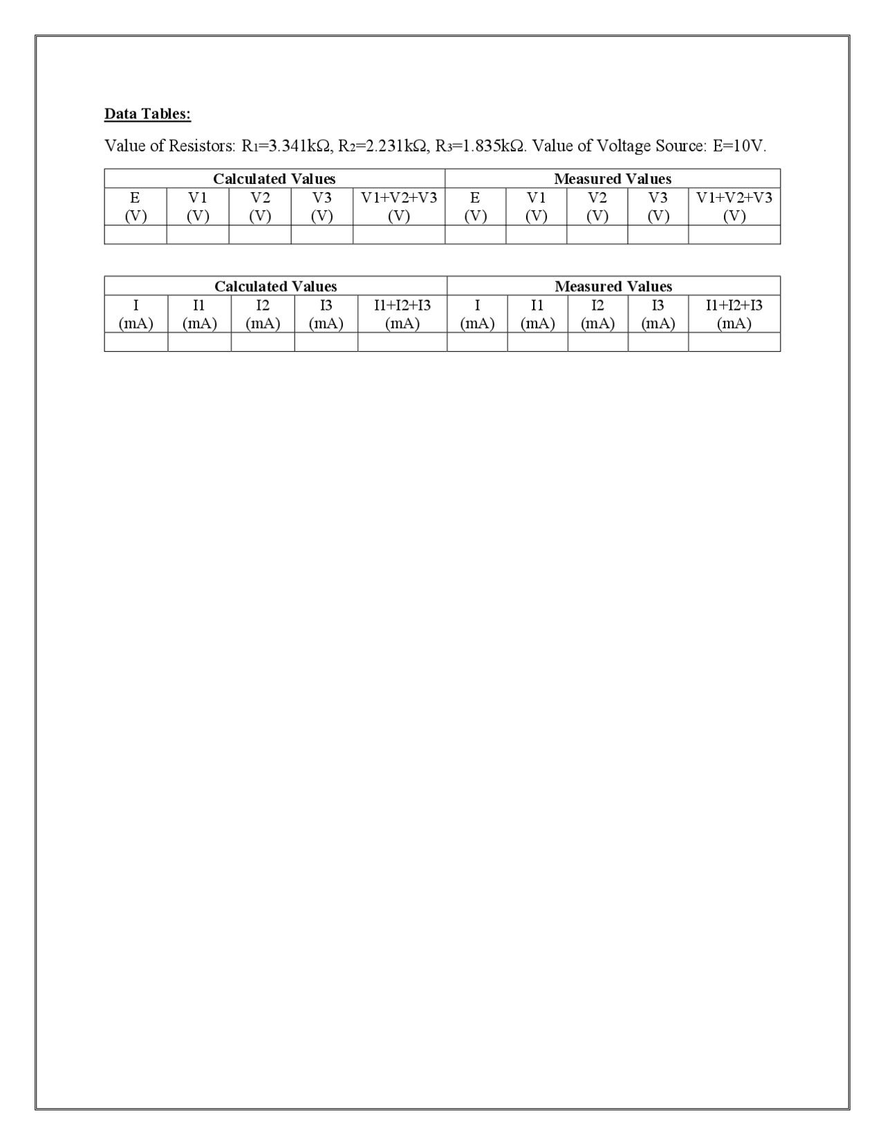 Table For Series Circut And Parallel Circut Schemes And Mind Maps Electric Machines Docsity