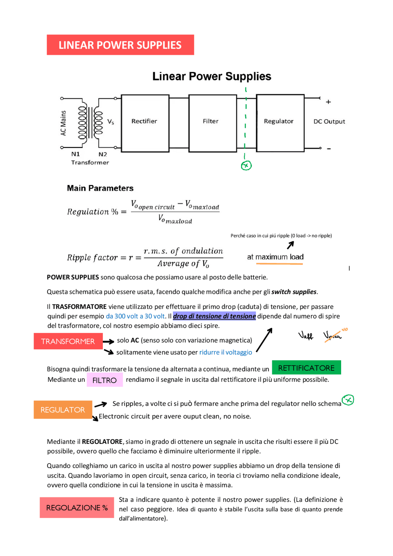 LINEAR POWER SUPPLY | Appunti di Elettronica | Docsity