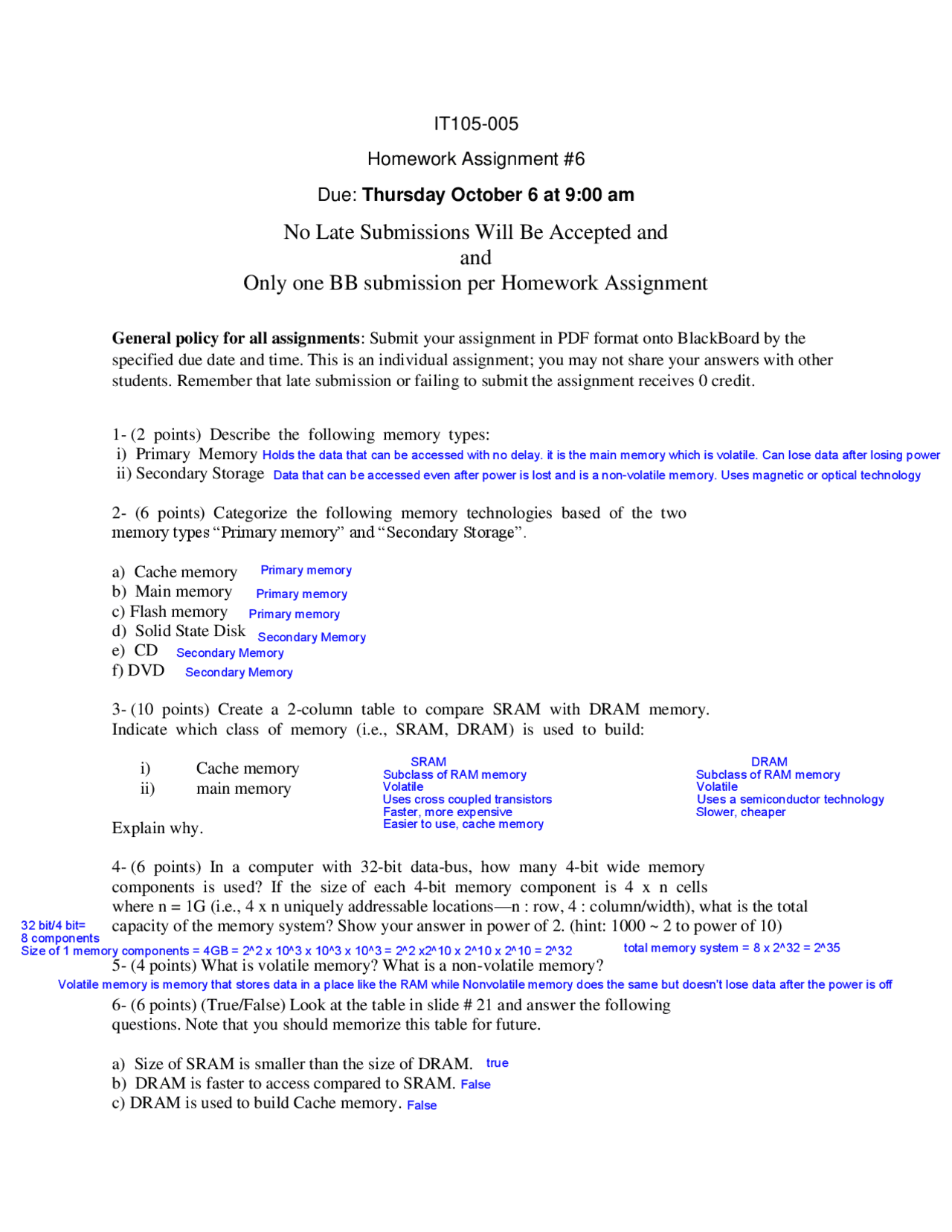 IT homework #6 for Hadi Rezazad | Study notes Computer Science | Docsity