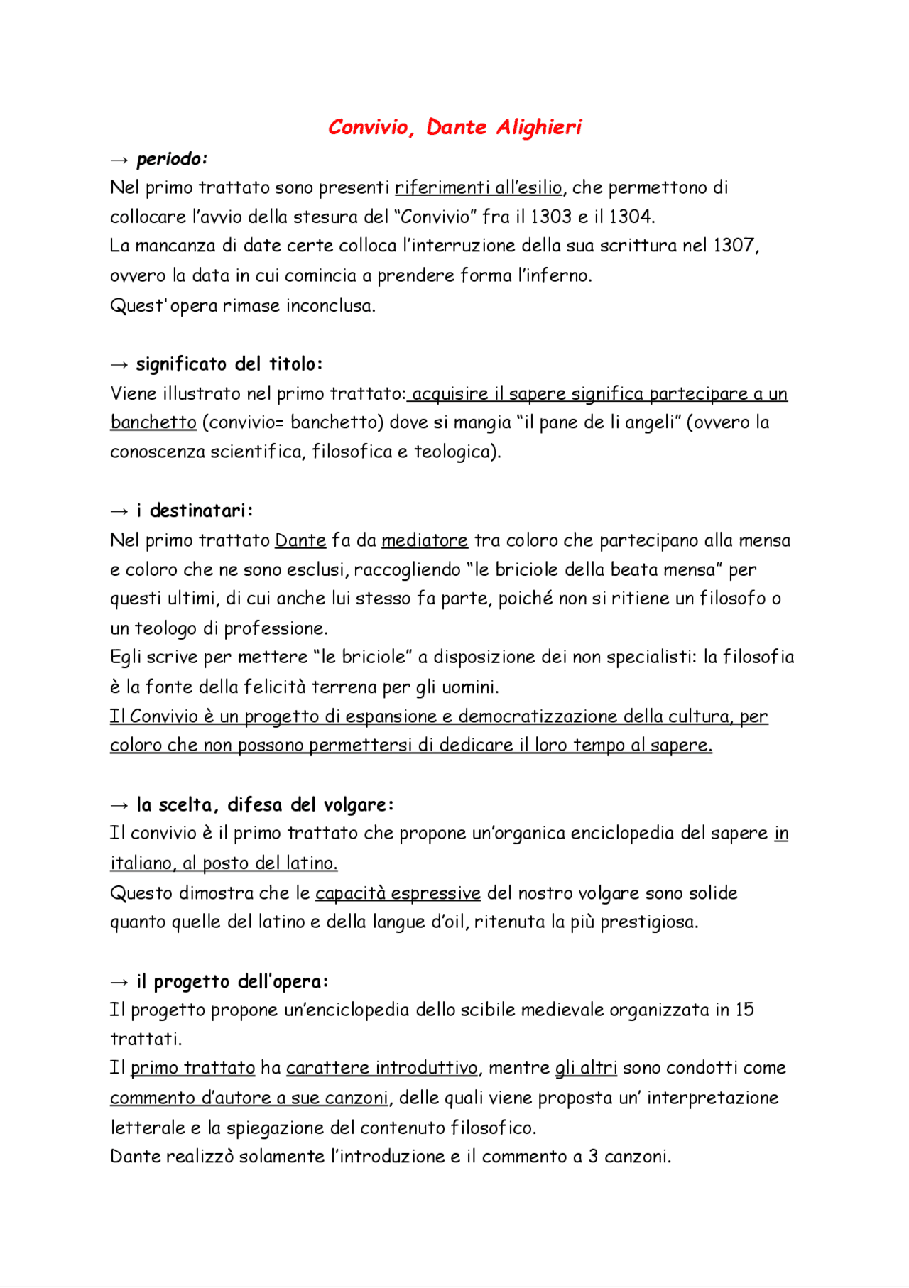 "il convivio" - Dante Alighieri : schema sintetico | Schemi e mappe ...