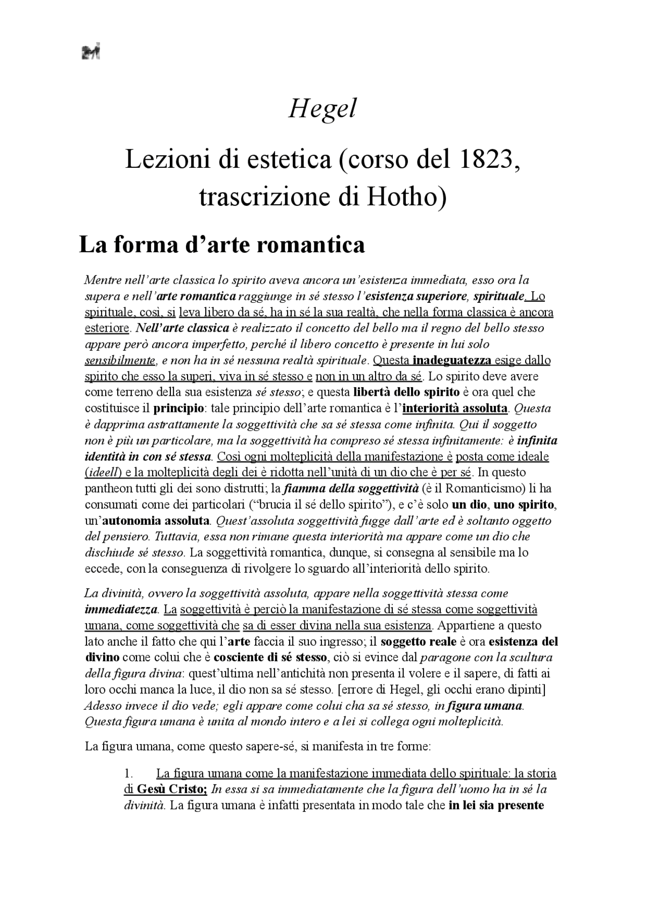 Hegel - Lezioni di estetica (corso del 1823, trascrizione di Hotho ...