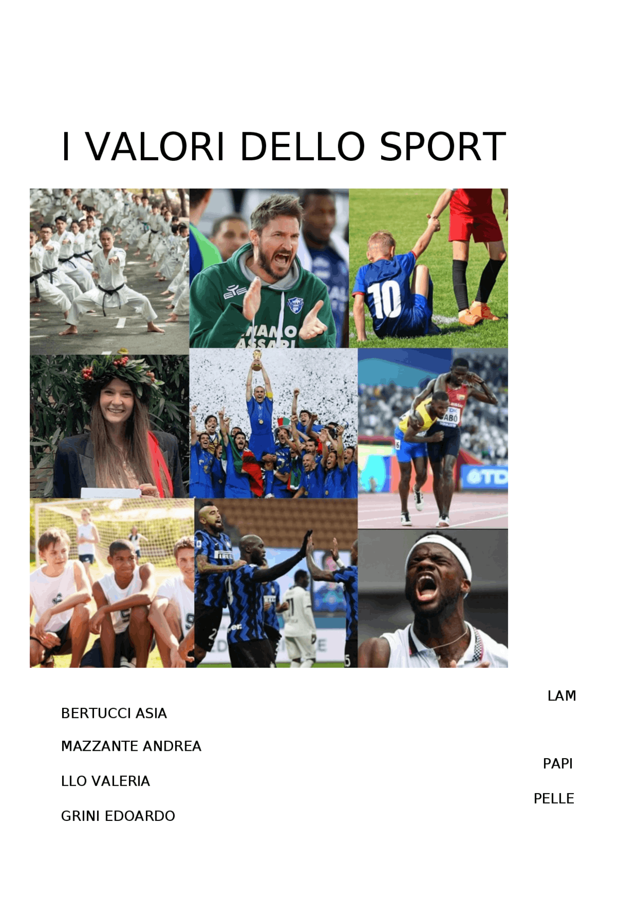 I valori dello sport (pedagogia) lavoro di gruppo | Appunti di ...