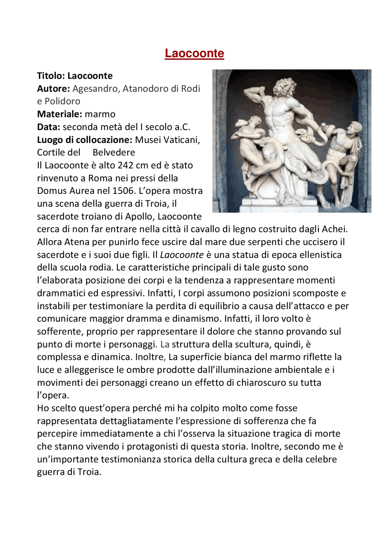 Il Lacoonte analisi breve | Appunti di Elementi di storia dell'arte ed ...