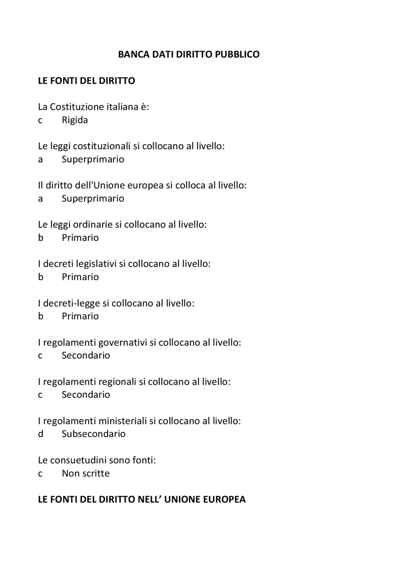 Diritto Pubblico Lmg 01 Giurisprudenza Pegaso Prove Desame Di