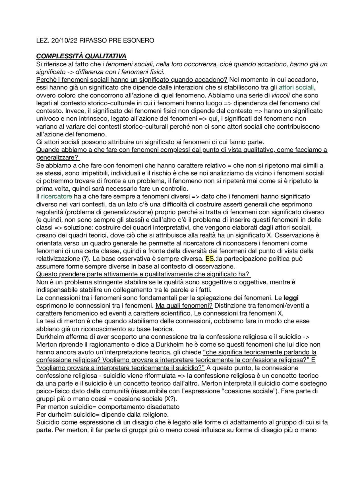 Appunti Sulla Complessità Qualitativa E Sul Tema Della Controfattualità