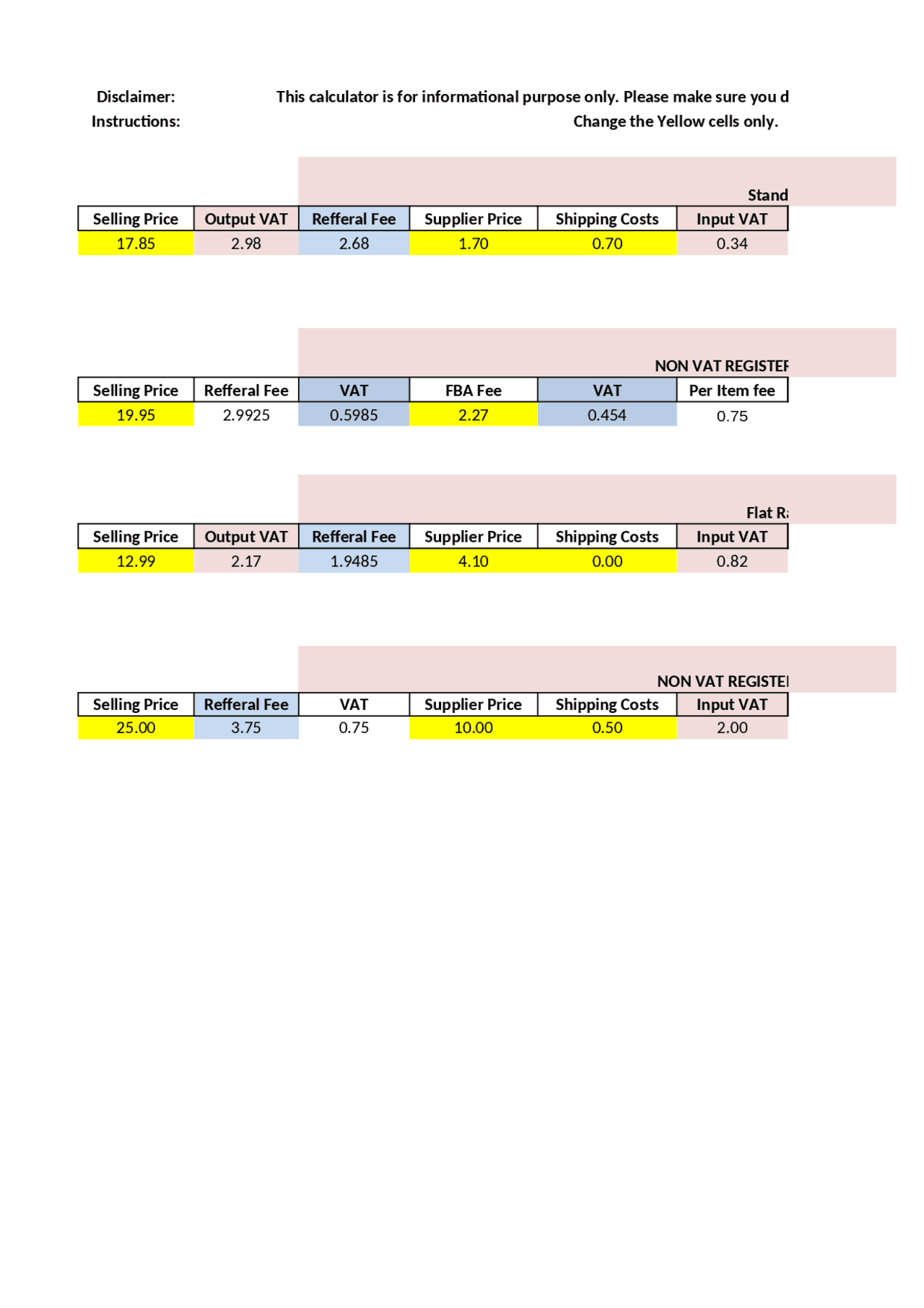 Amazon Uk Account Calculaotor Sheet | Summaries Computer Vision | Docsity
