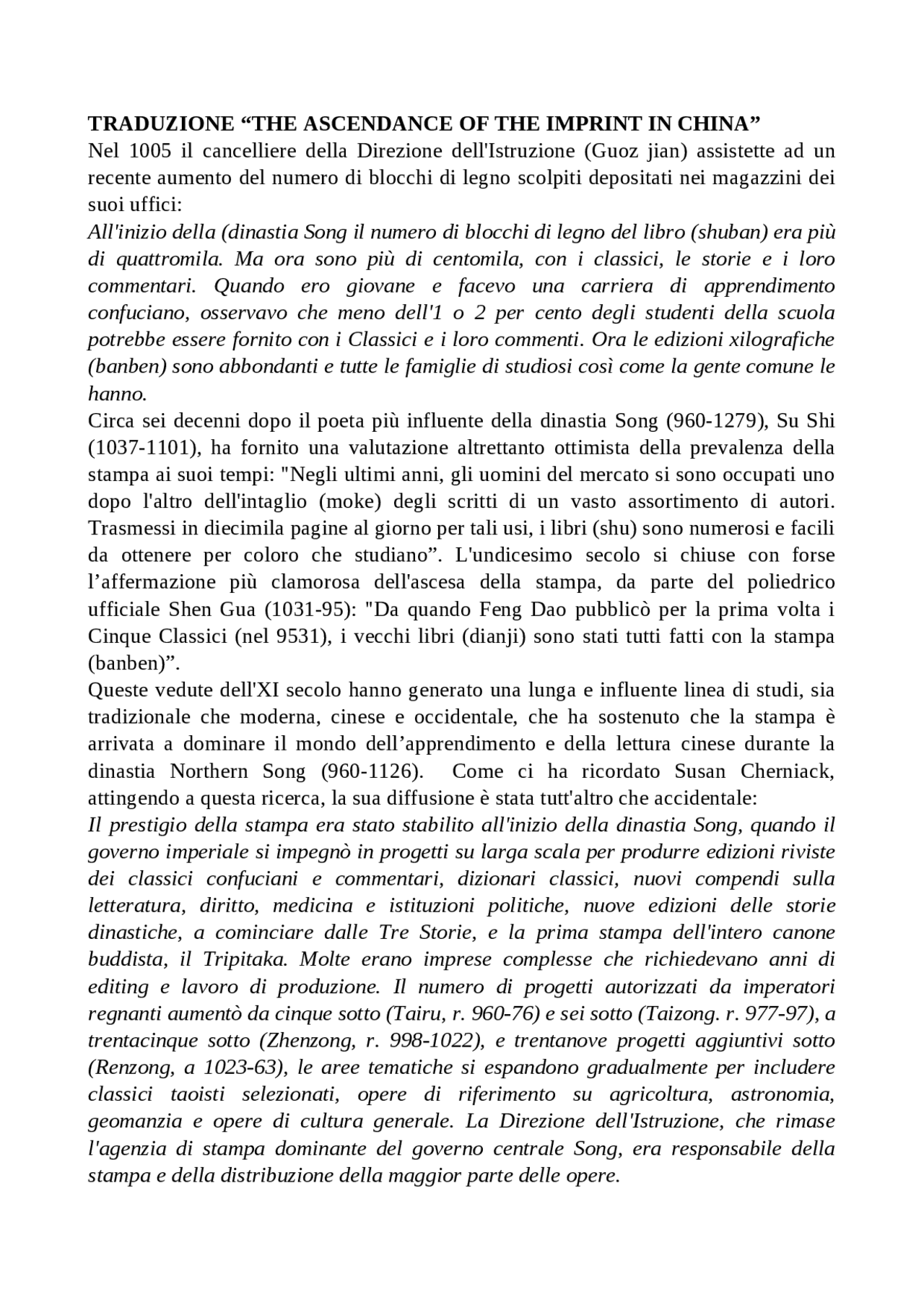 Traduzione sinologia | Traduzioni di Lingua Cinese | Docsity