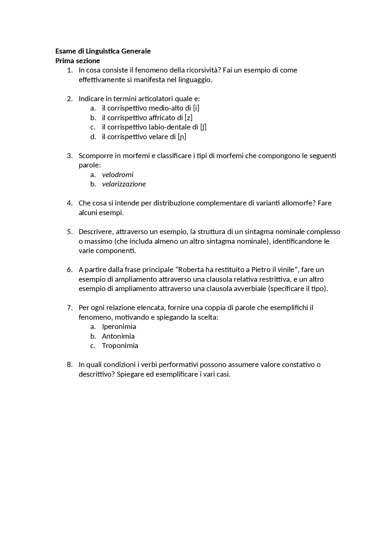 4 prove d'esame linguistica generale Panunzi - Zinzi | Prove d'esame di ...