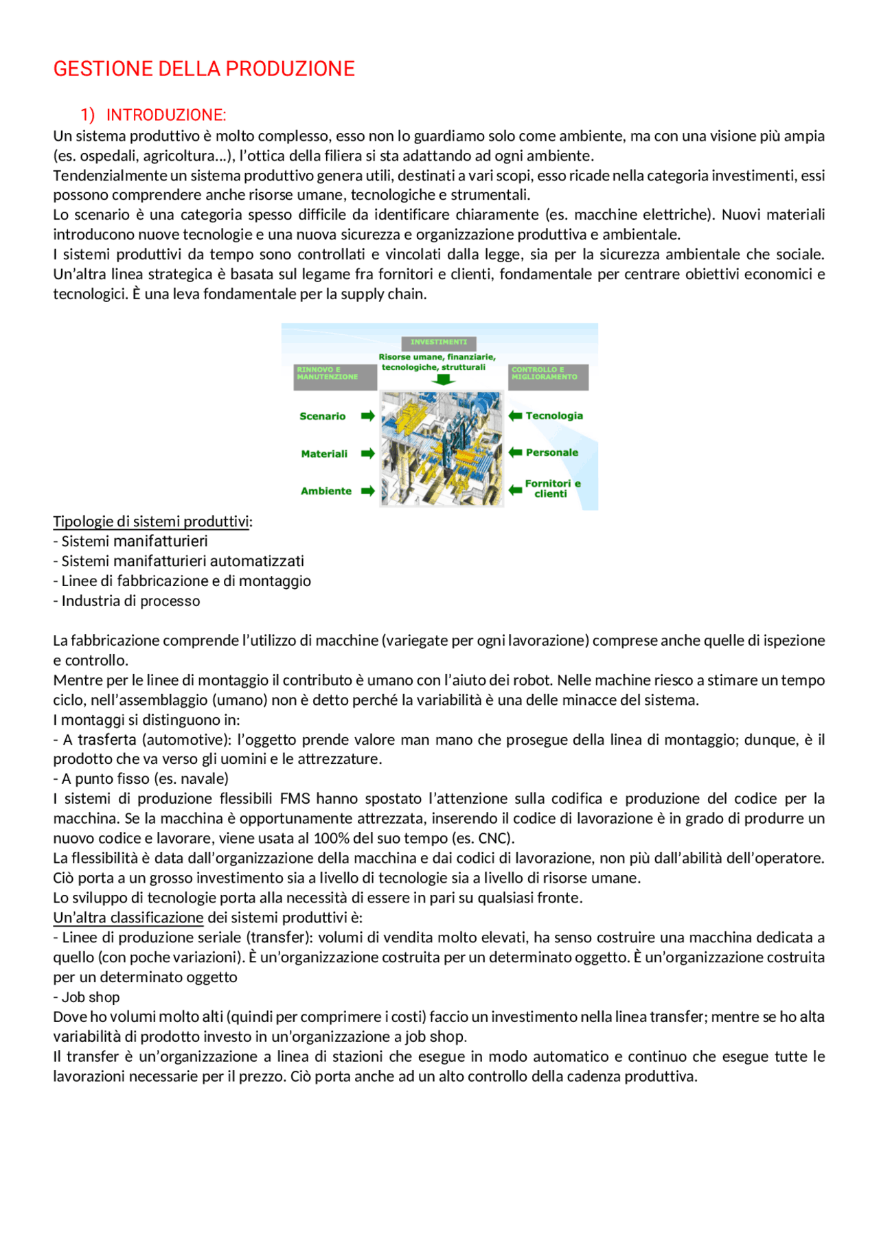 Teoria Di Gestione Della Produzione Appunti Di Gestione Della