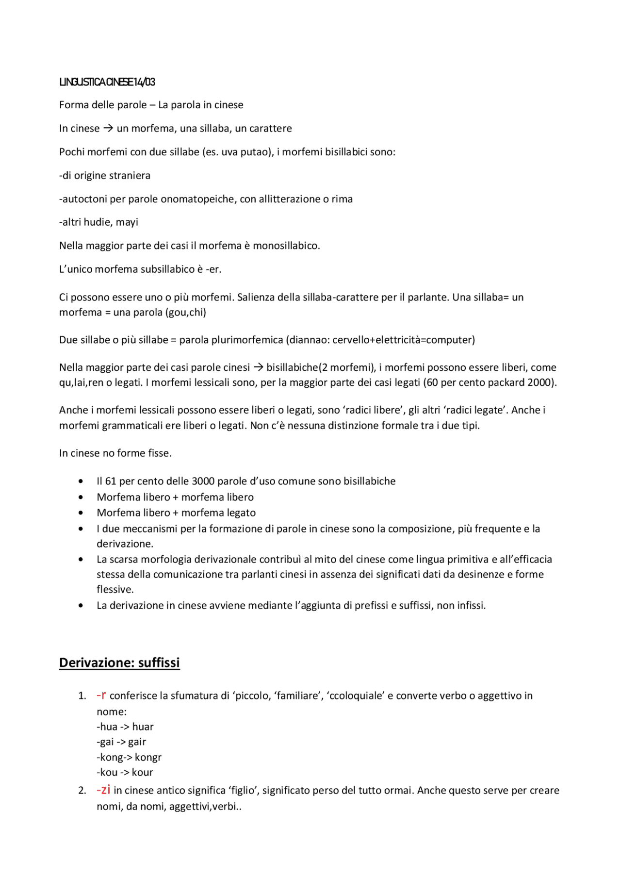 Linguistica Generale Cinese Appunti Di Lingua Cinese Docsity