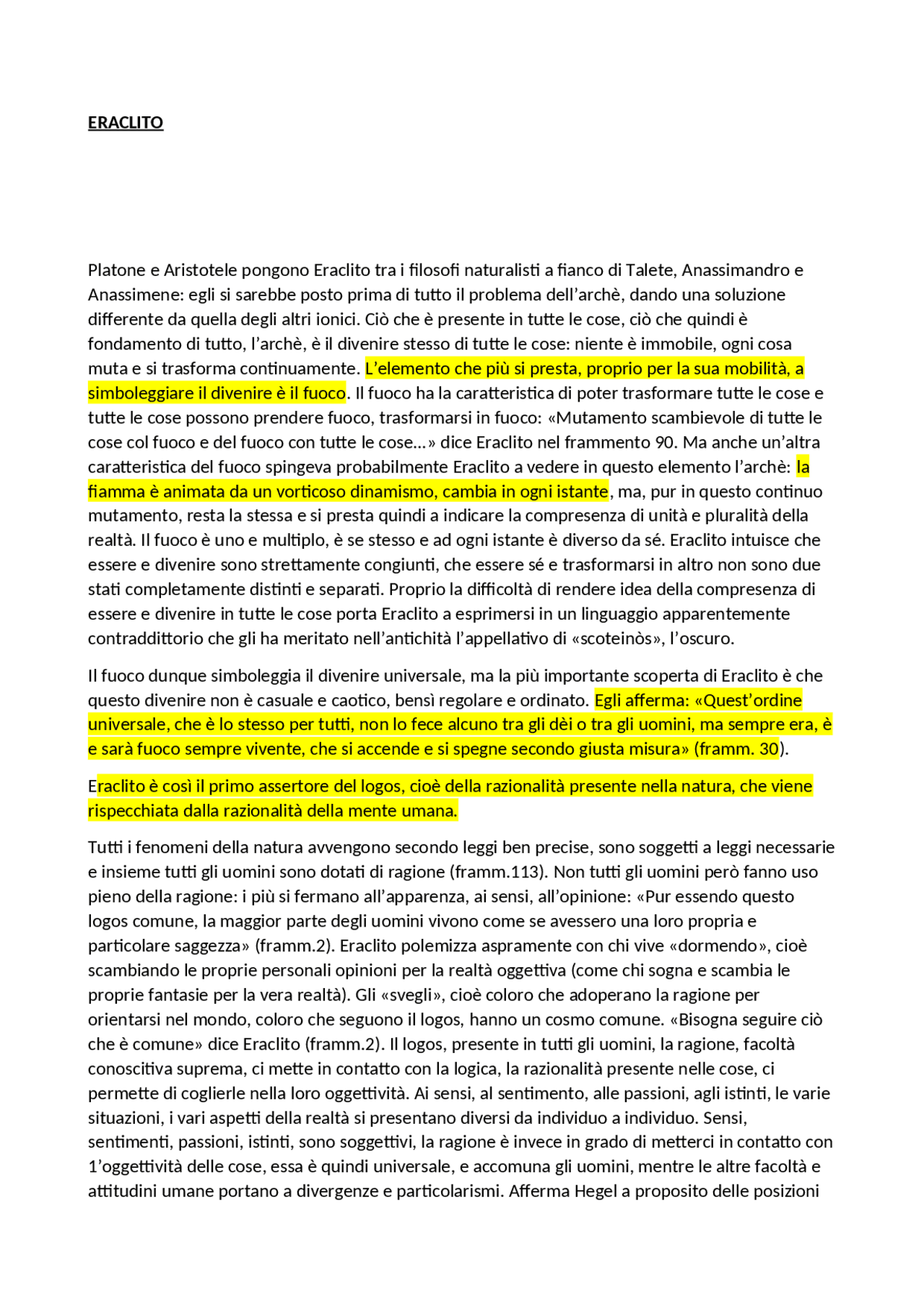 Eraclito Appunti Filosofia Schemi E Mappe Concettuali Di Filosofia