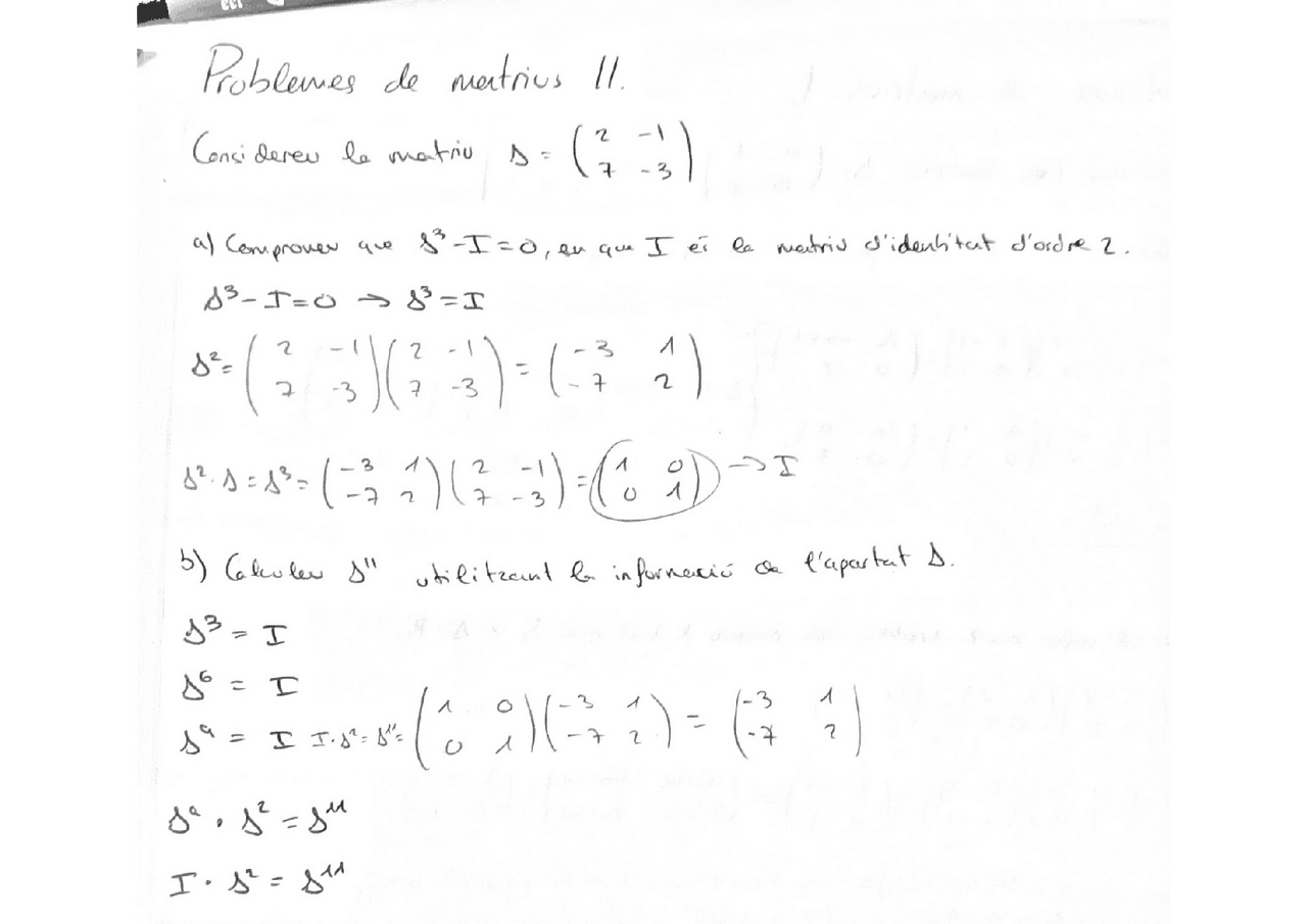 Dos Problemas De Matrices Resueltos Exercises Of Mathematics Docsity