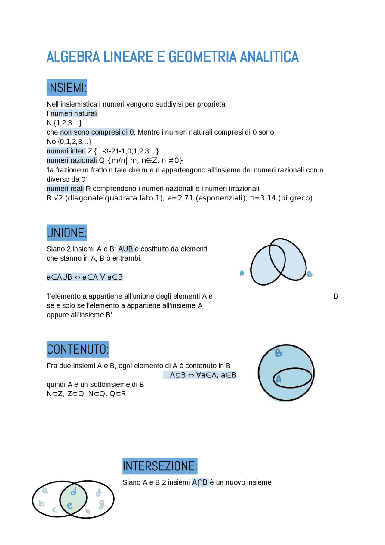 Insiemi, prodotto cartesiano e funzioni | Appunti di Algebra Lineare e ...