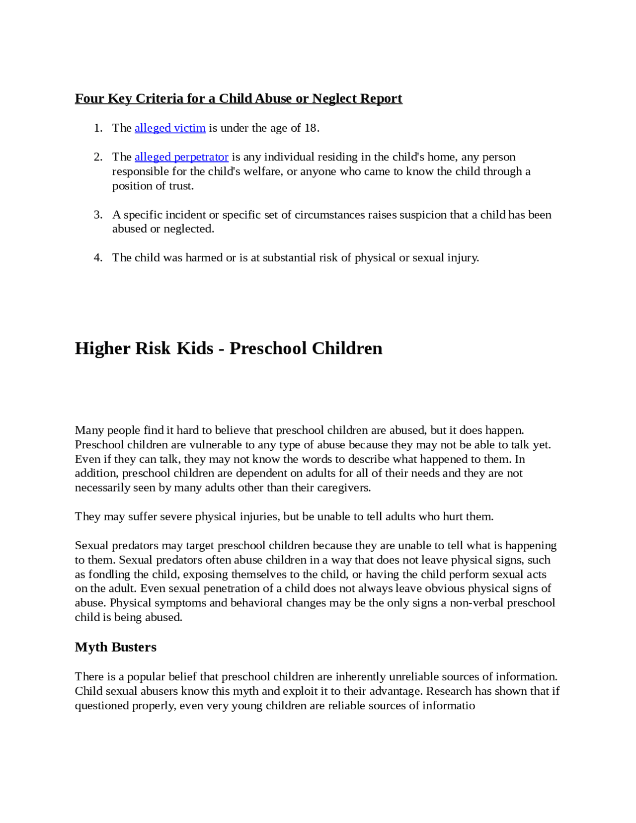 Four Key Criteria for a Child Abuse or Neglect Report | Exams Health ...