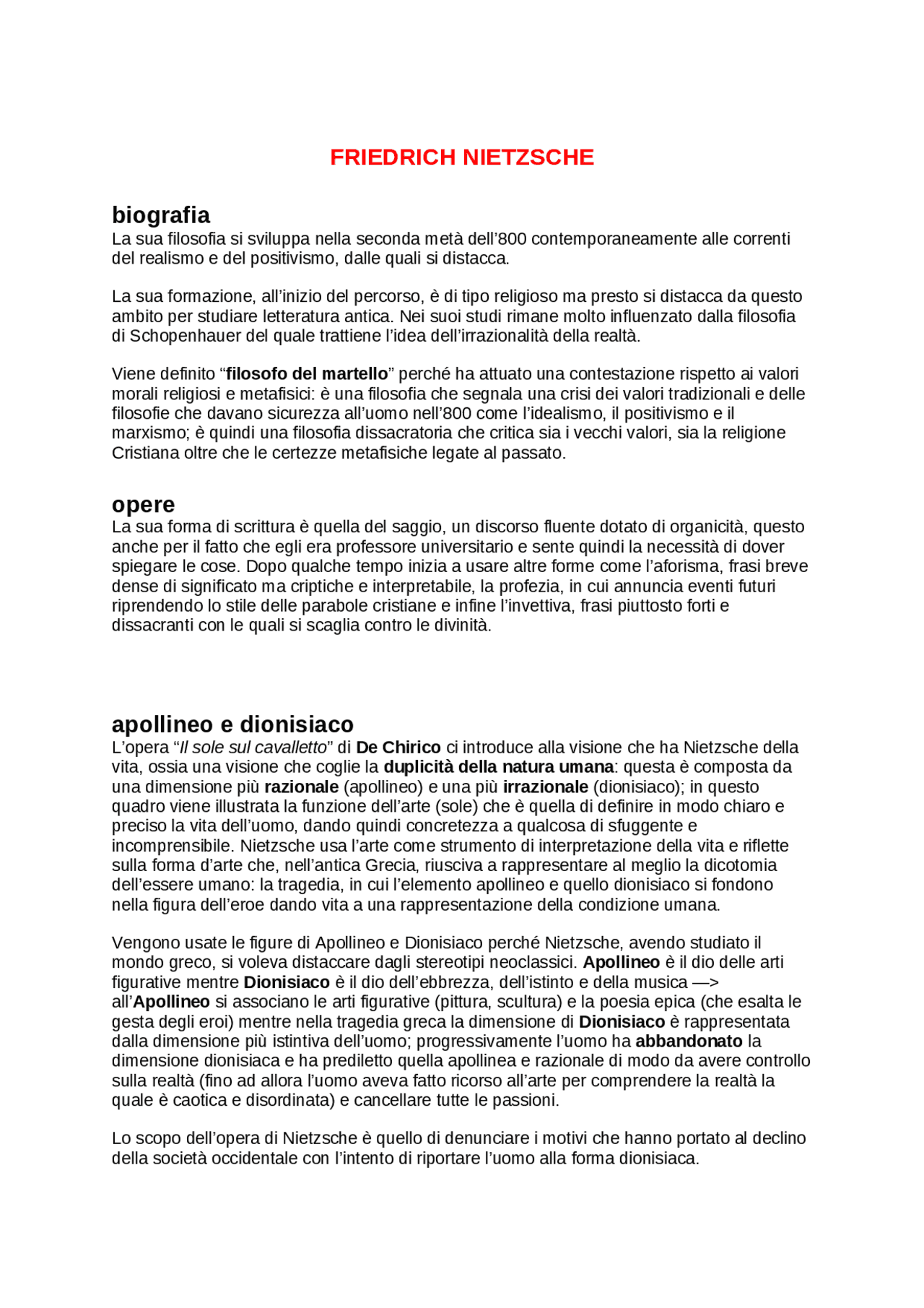 Friedrich Nietzsche Appunti Di Filosofia Docsity