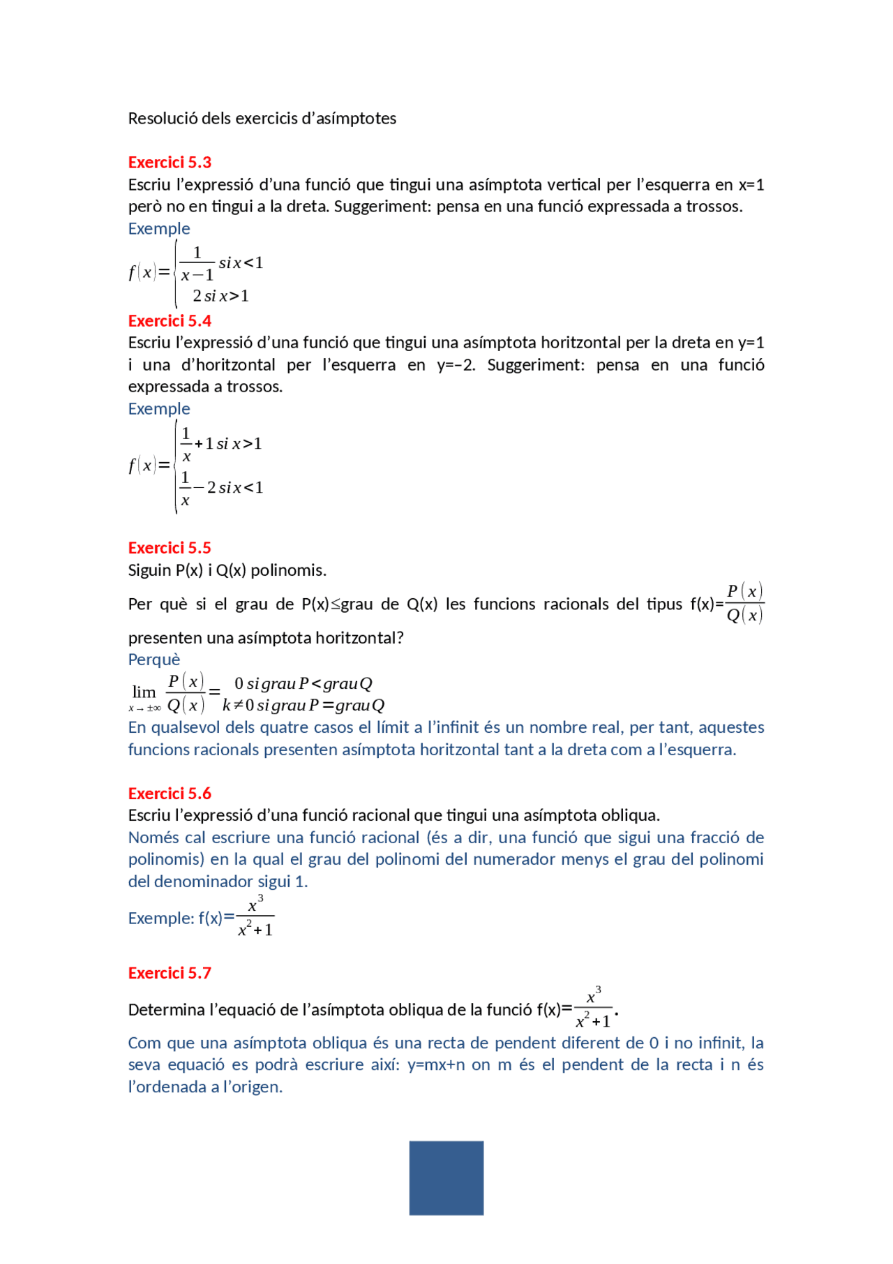 Asíntotas De Bachillerat Ejercicios De Matemáticas Aplicadas A Las