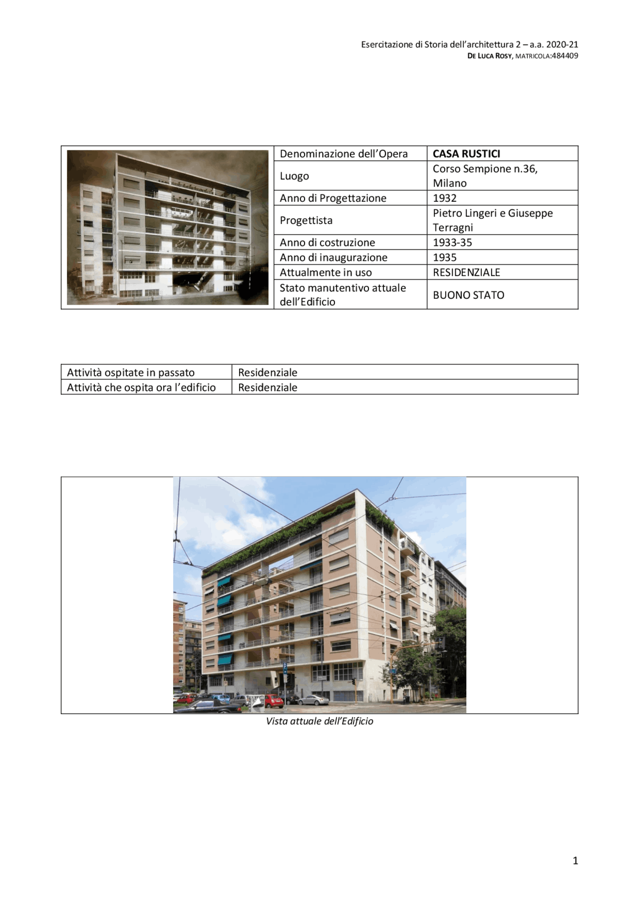 Studio architettonico su Casa Rustici-Terragni e Lingeri | Guide ...