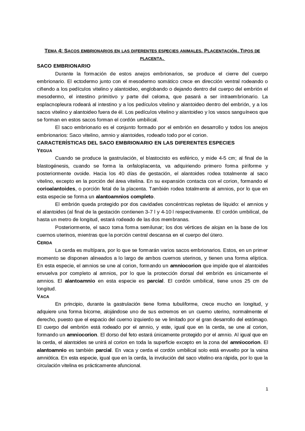 Tema 4 Placentación Apuntes De Embriología Docsity