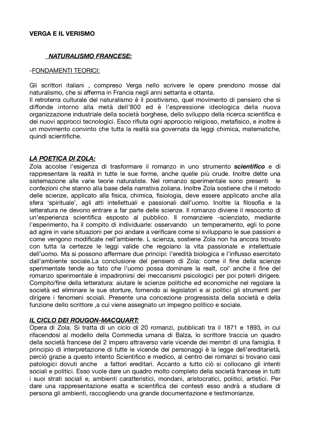 Letteratura Italiana, Verga e il Verismo | Dispense di Italiano | Docsity