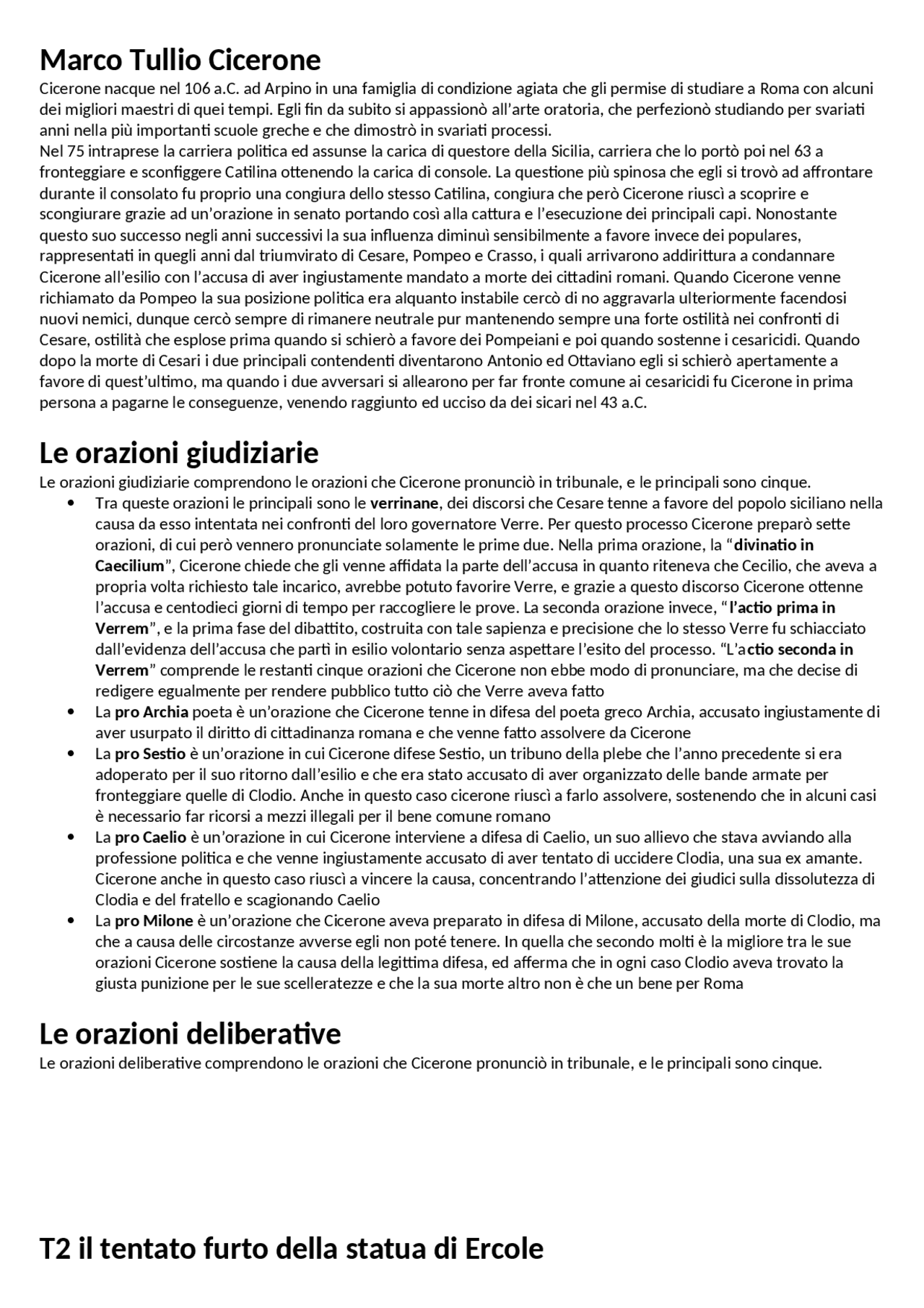 Vita E Opere Di Cicerone Dispense Di Latino Docsity