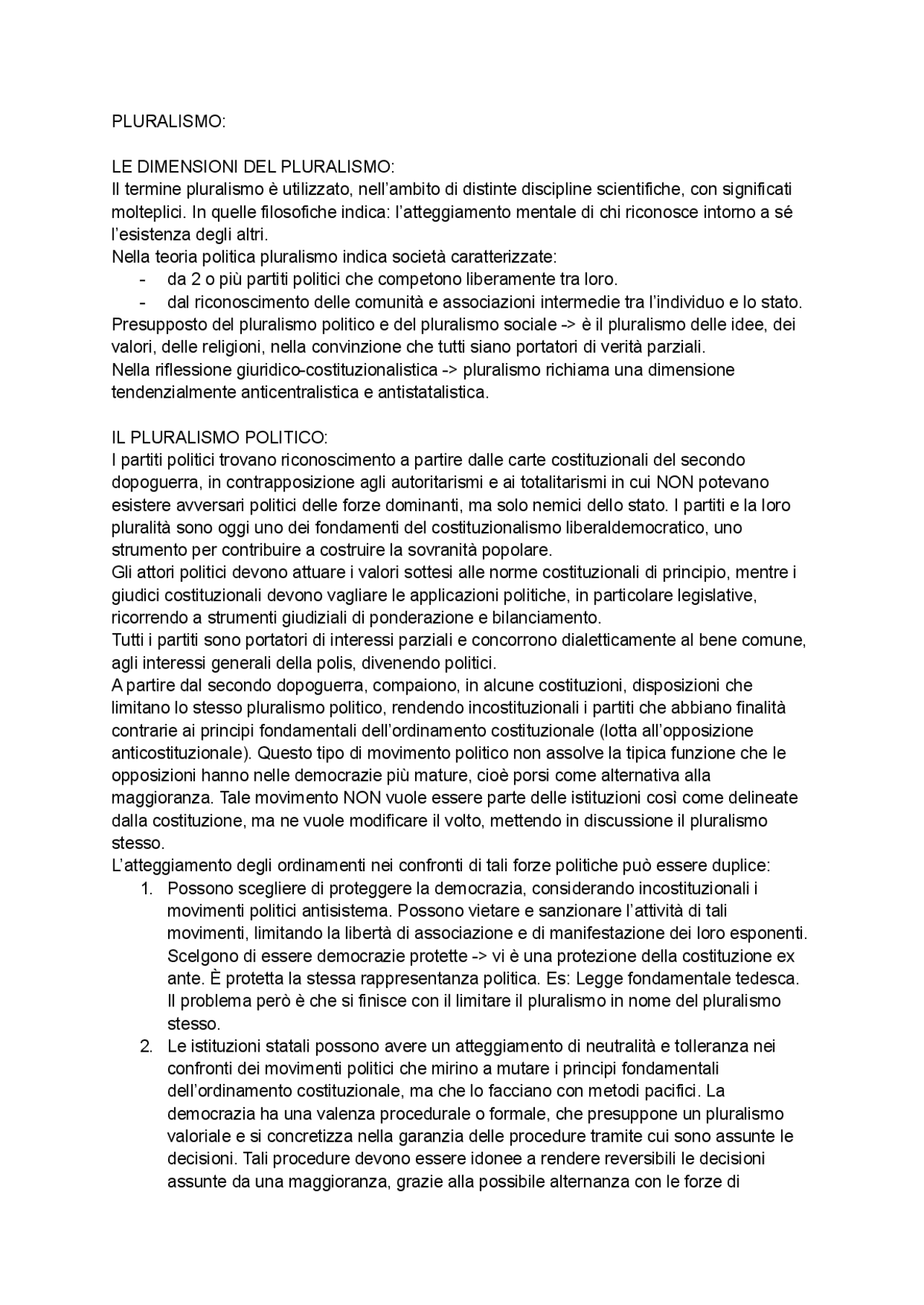 Capitolo Pluralismo” Schemi E Mappe Concettuali Di Diritto
