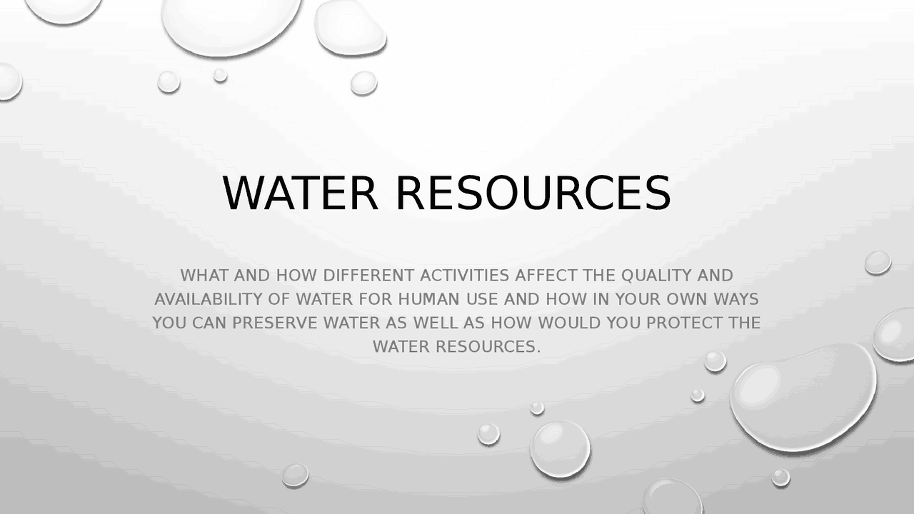 Activities That Affect Our Water Resources Summaries Earth Science