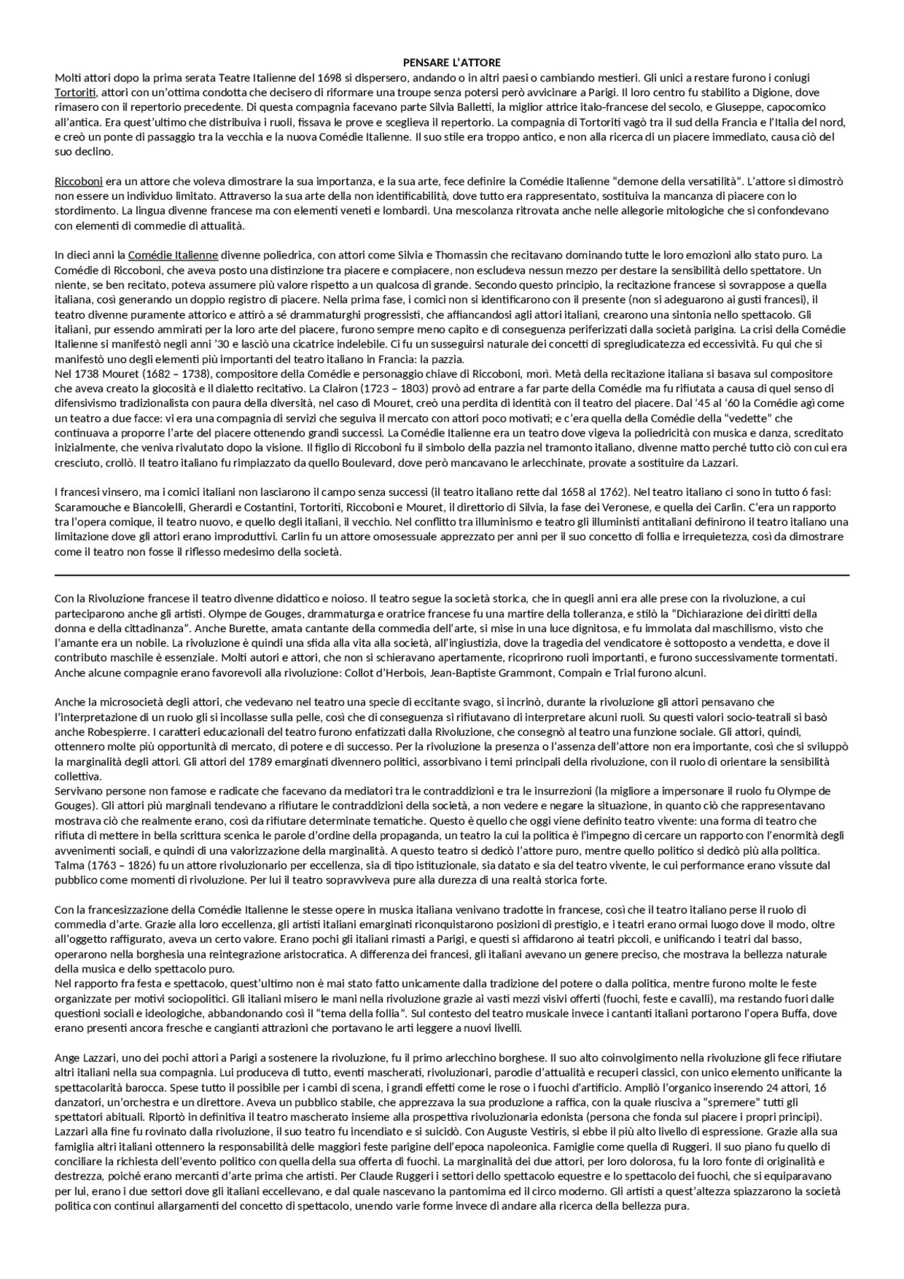 Pensare Lattore Riassunto Appunti Di Storia Del Teatro E Dello