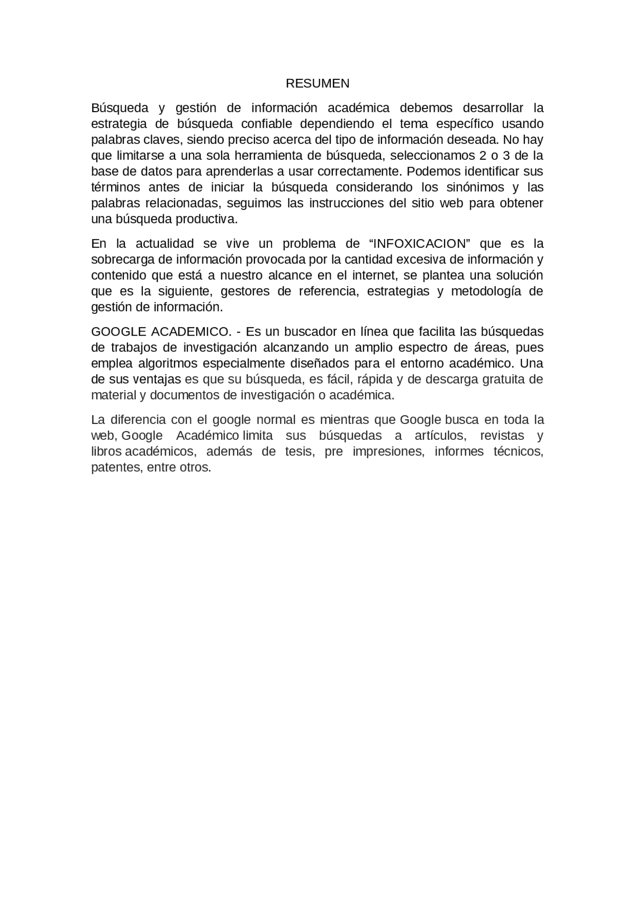 BÚsqueda Y GestiÓn De InformaciÓn AcadÉmica” Resúmenes De Ingeniería