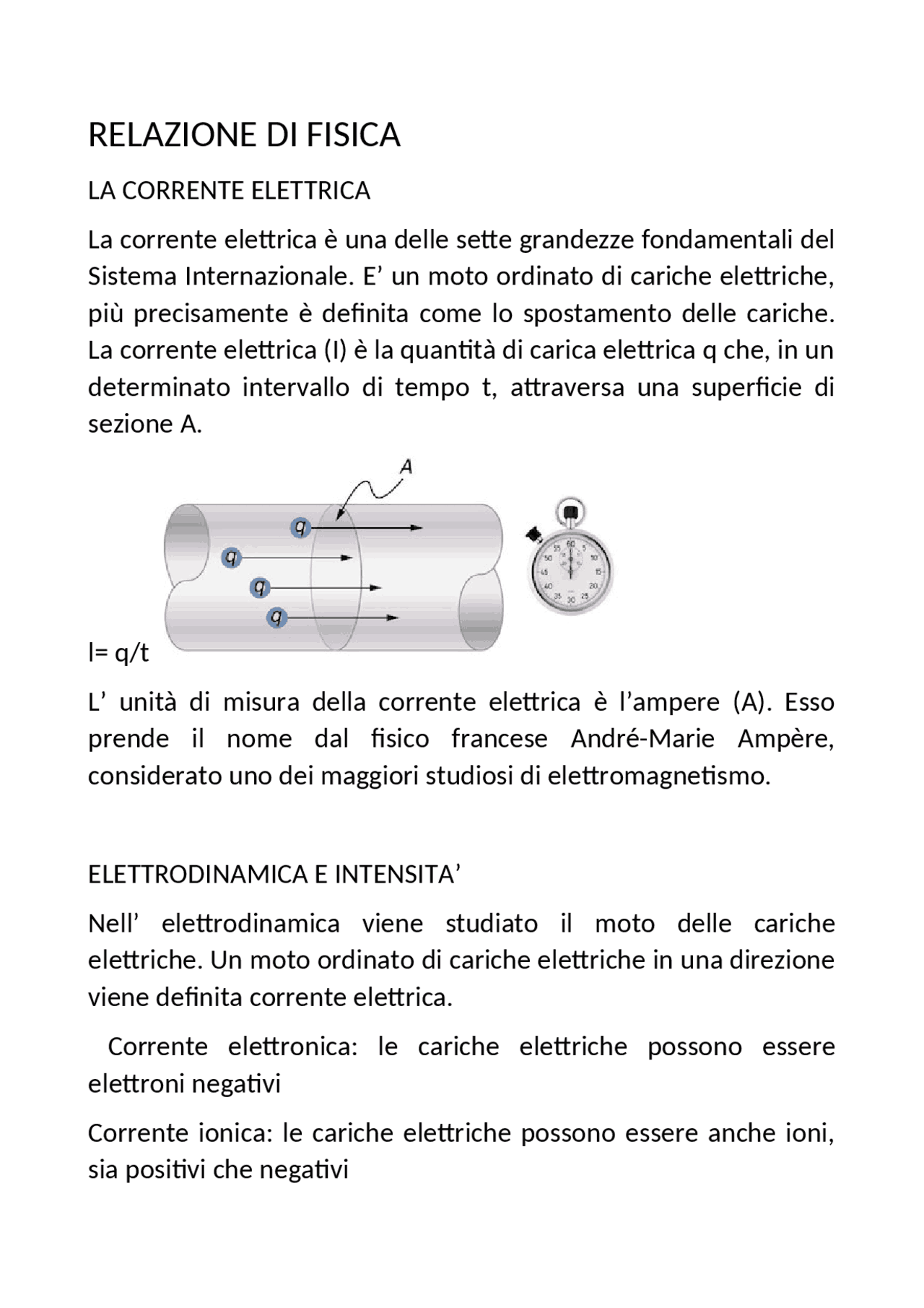 Relazione Di Fisica Su Corrente Elettrica Schemi E Mappe Concettuali