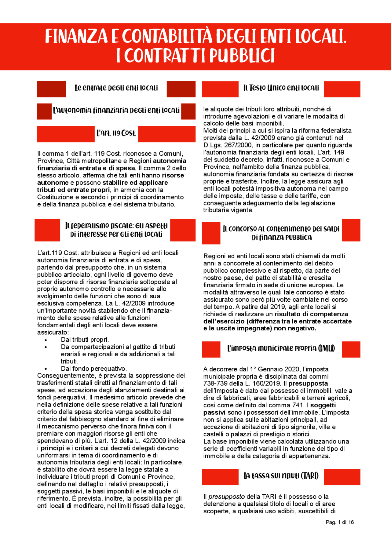 Finanza E Contabilità Degli Enti Locale Schemi E Mappe Concettuali Di