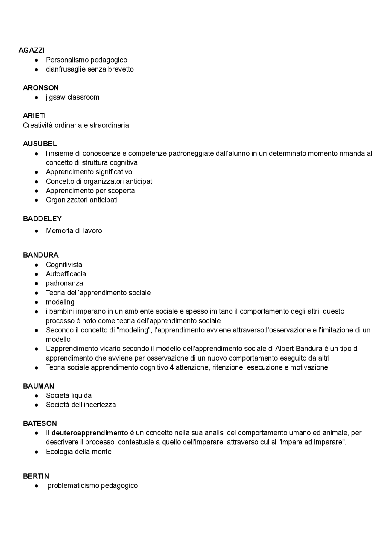 Schemi autoriper concorso TFA | Schemi e mappe concettuali di TFA Sostegno | Docsity