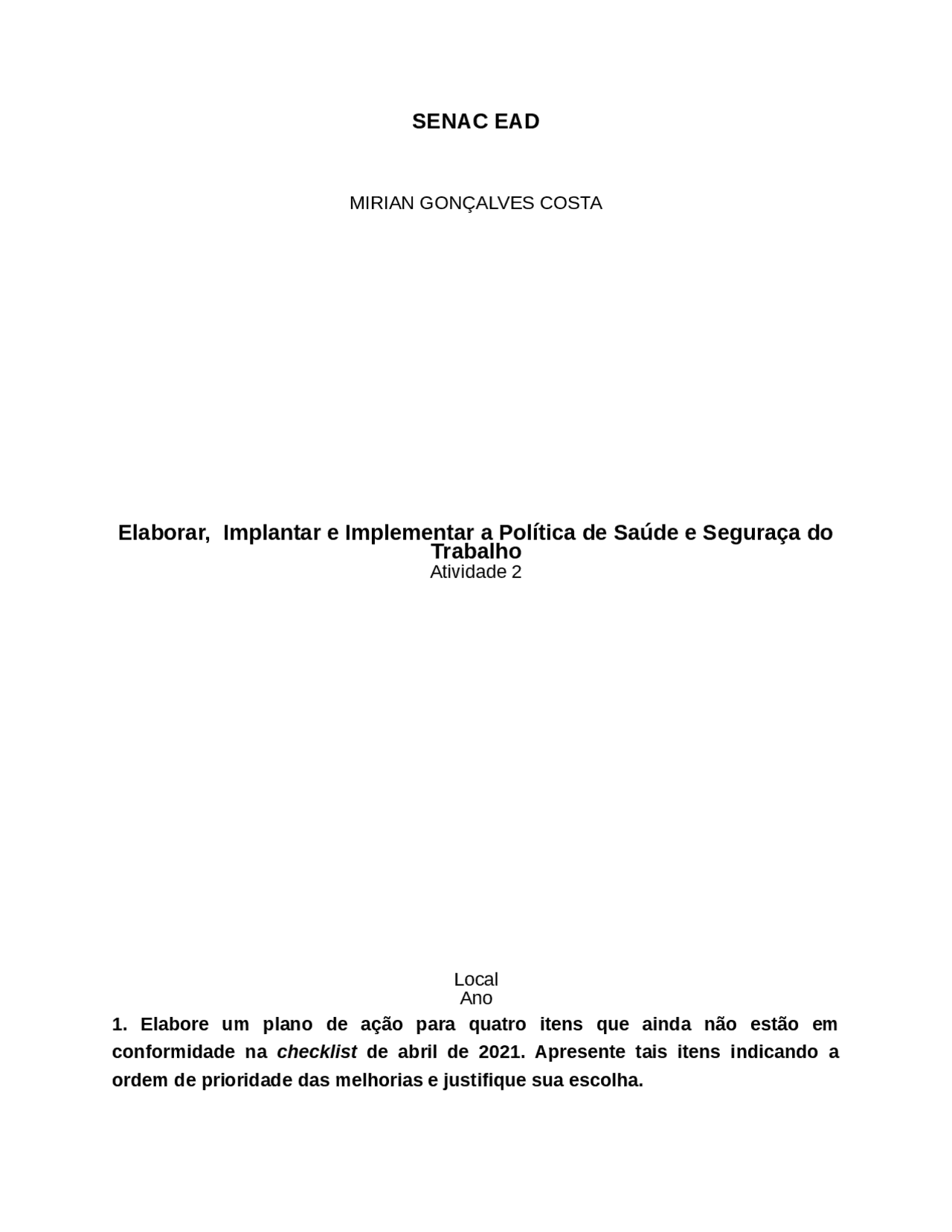 Tst Uc 1 Atividade 2 Exercícios Matérias Técnicas Docsity