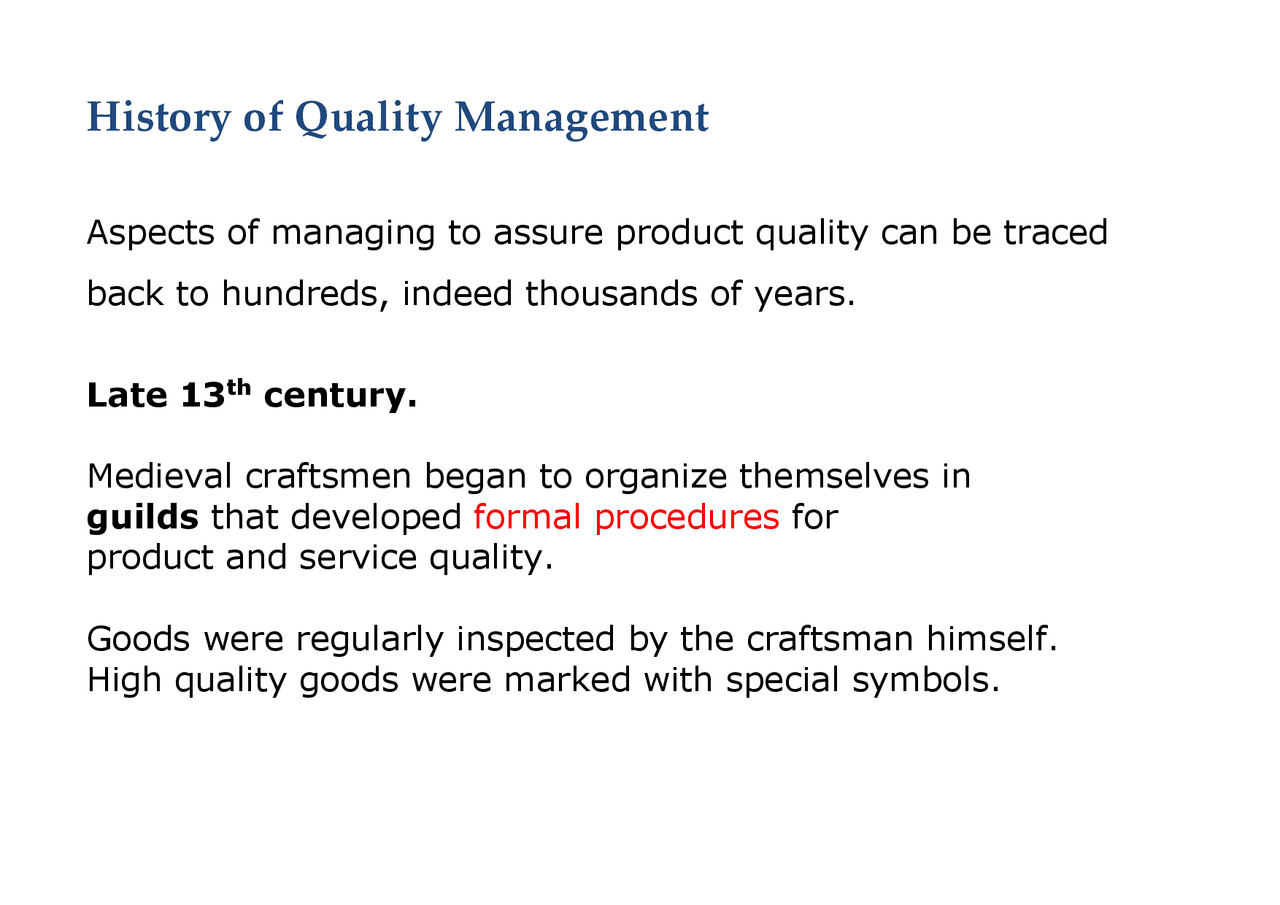 Slide Di Quality Management Slide Di Gestione Della Qualità Docsity