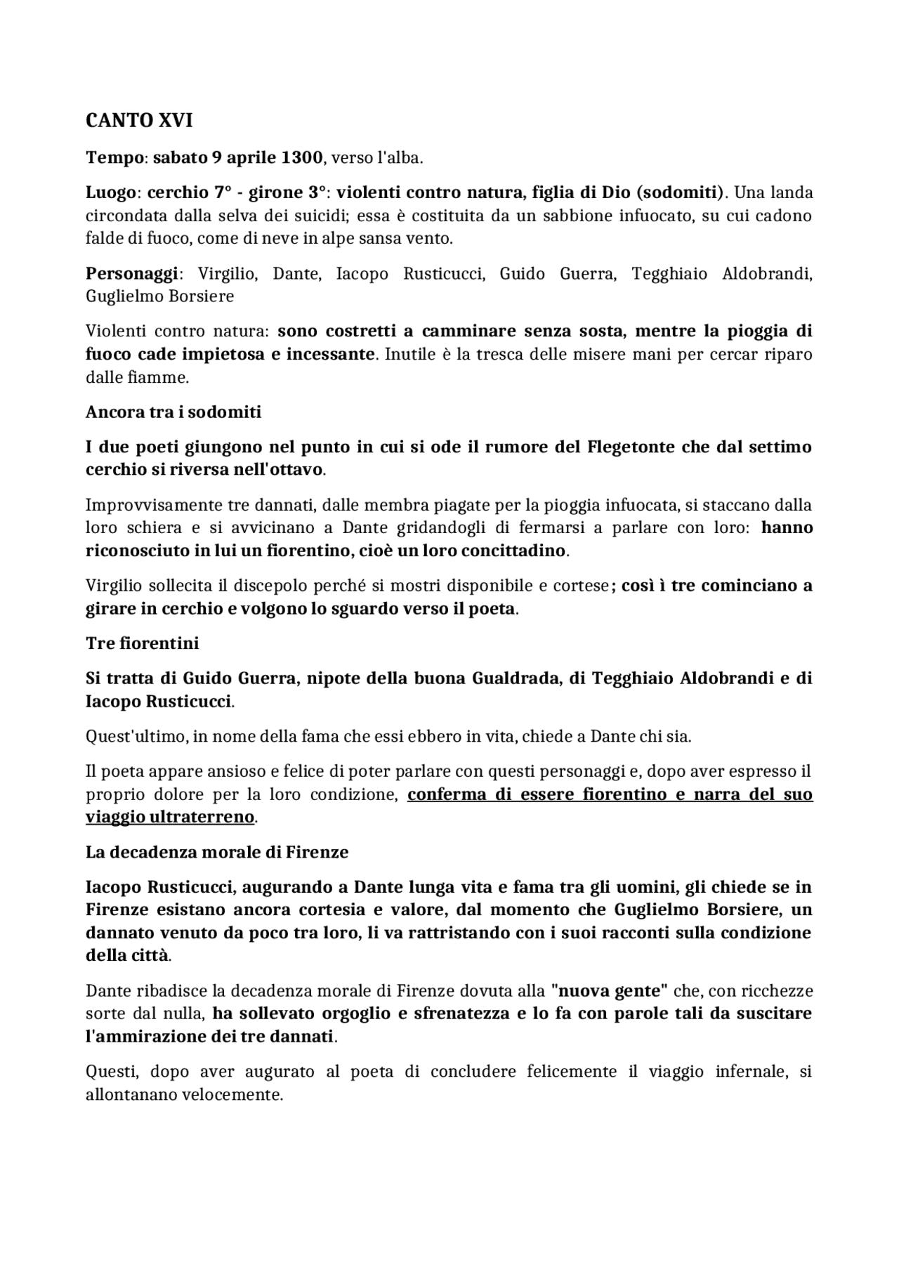 Canto Xvi Inferno Divina Commedia Appunti Di Italiano Docsity