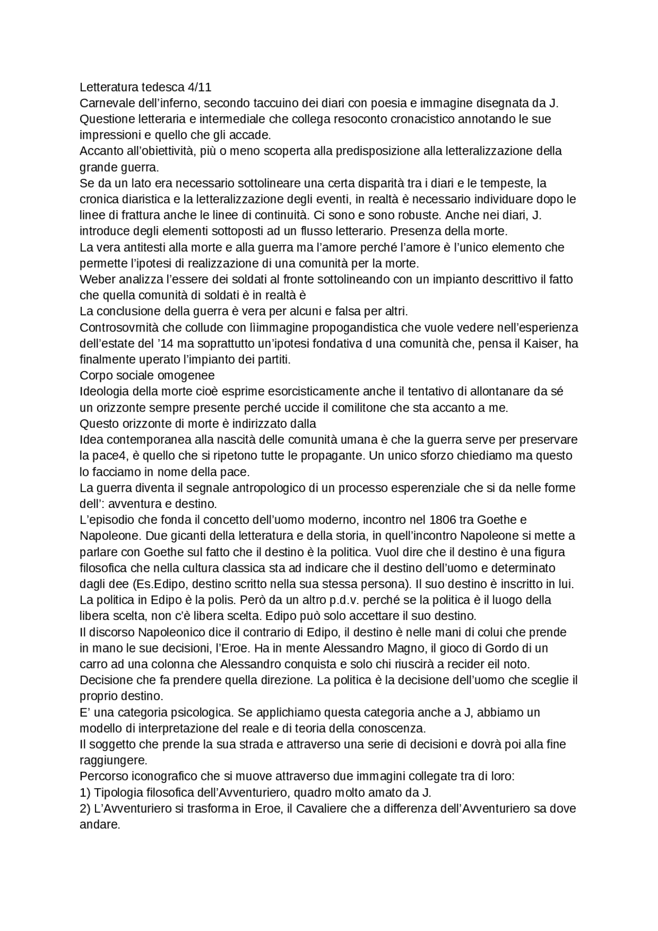 Lezione “Diari di Guerra” Seconda parte | Appunti di Letteratura Tedesca | Docsity