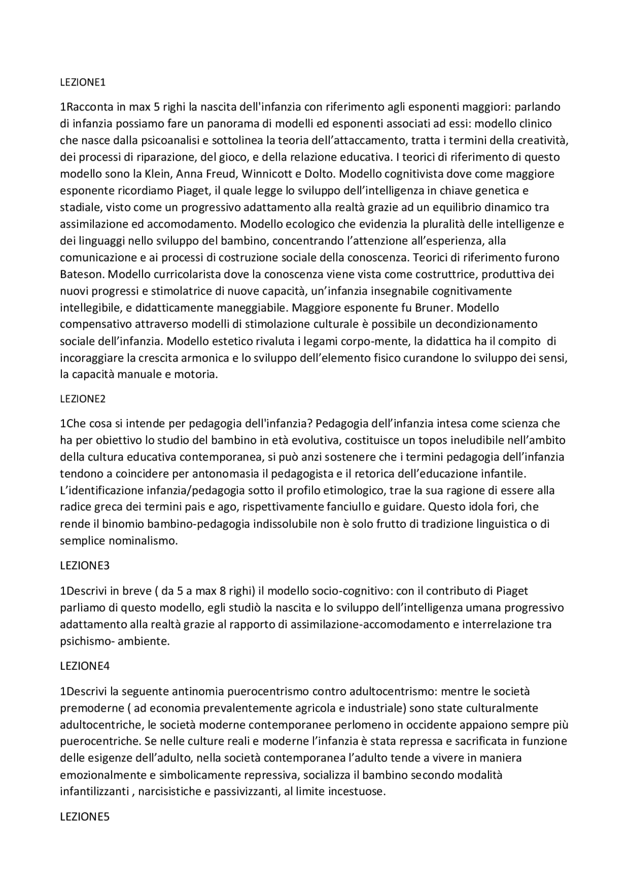 Fondamenti Pedagogici Per Linfanzia Domande Chiuse E Aperte Prove D