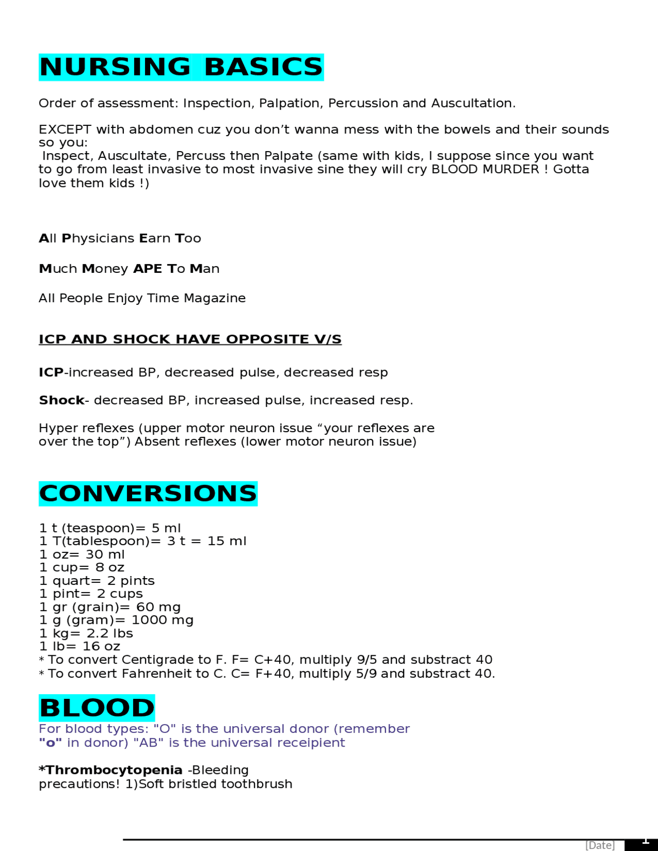 NUR.213 NCLEX Study Guide Order of assessment: Inspection, Palpation ...
