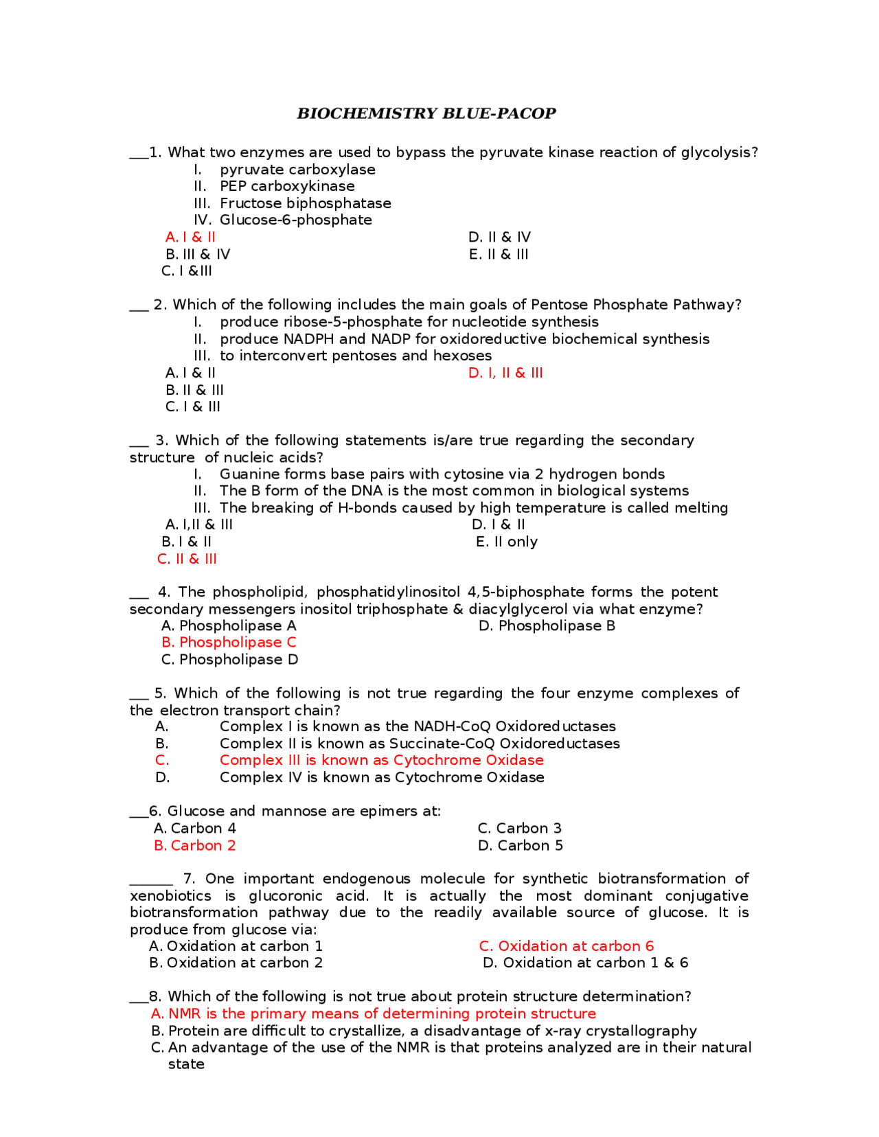 BIO 1200 / Biochem-PACOP-Exam-4-sets Latest 2022-2023 | Exams Medical ...