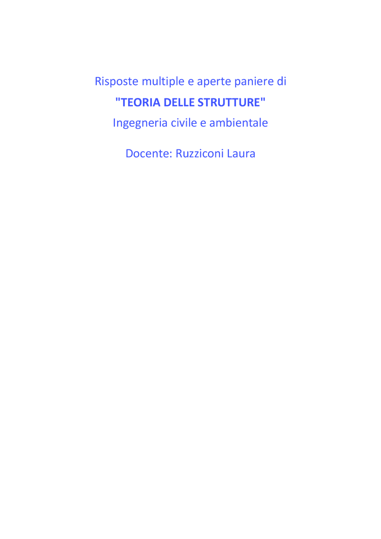 Risposte Multiple E Aperte Paniere Di Teoria Delle Strutture Ecampus