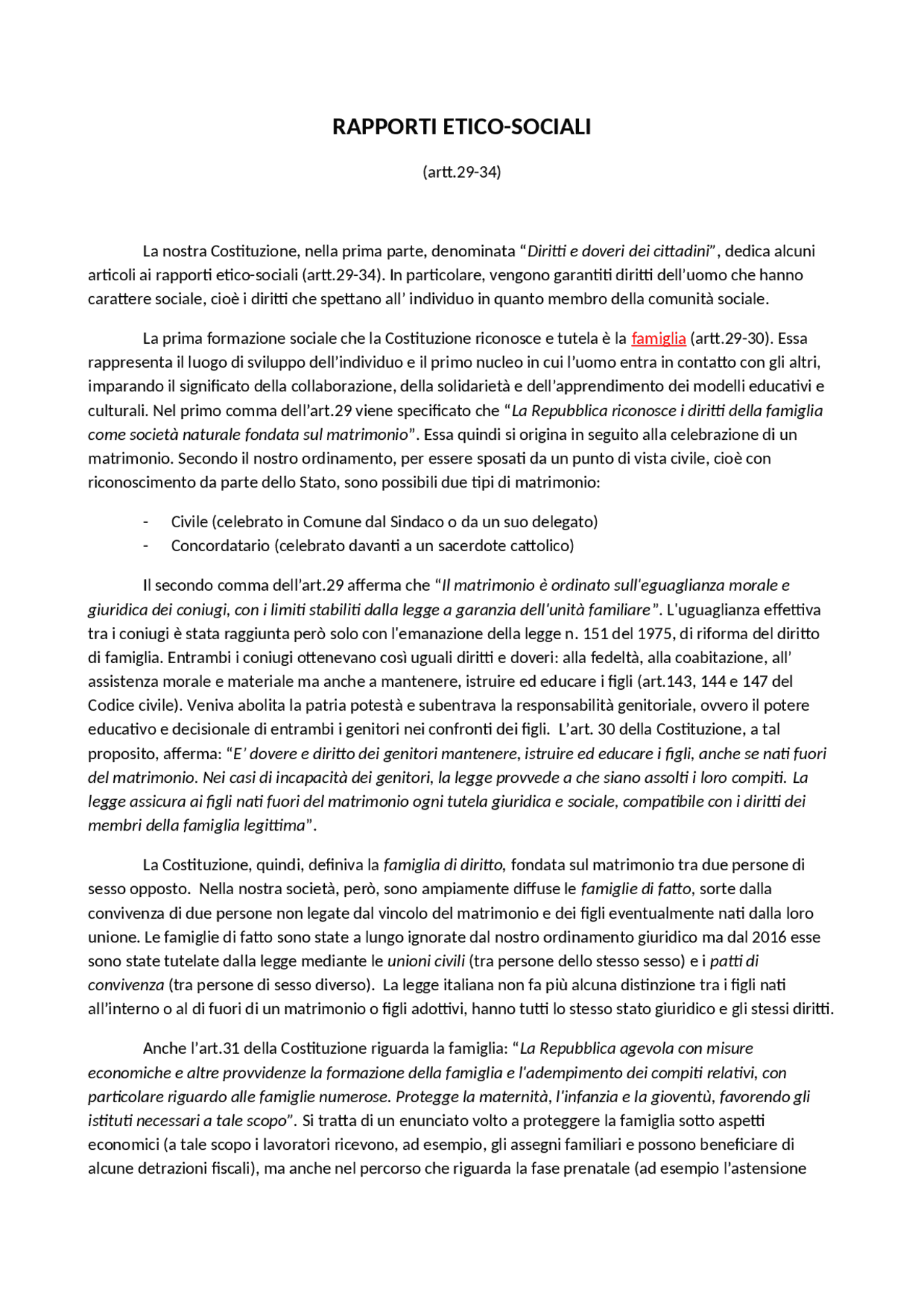 Rapporti Etico Sociali Schemi E Mappe Concettuali Di Diritto Docsity