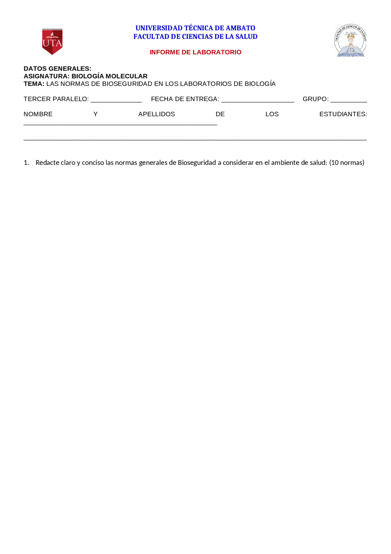 Practica De Biologia Molecular Ejercicios De Biología Molecular Docsity