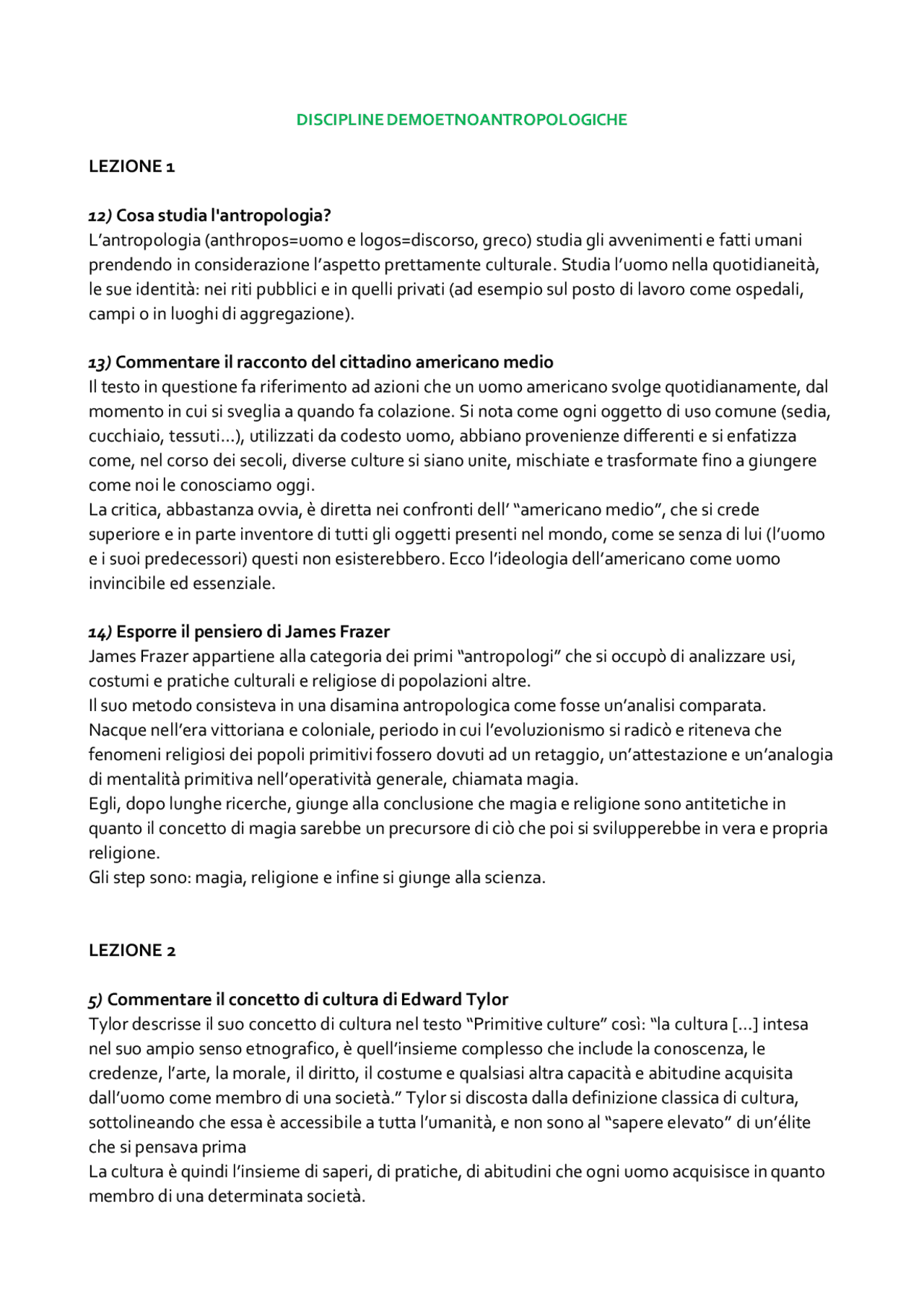Discipline Demoetnoantropologiche Domande Aperte E Chiuse Ecampus