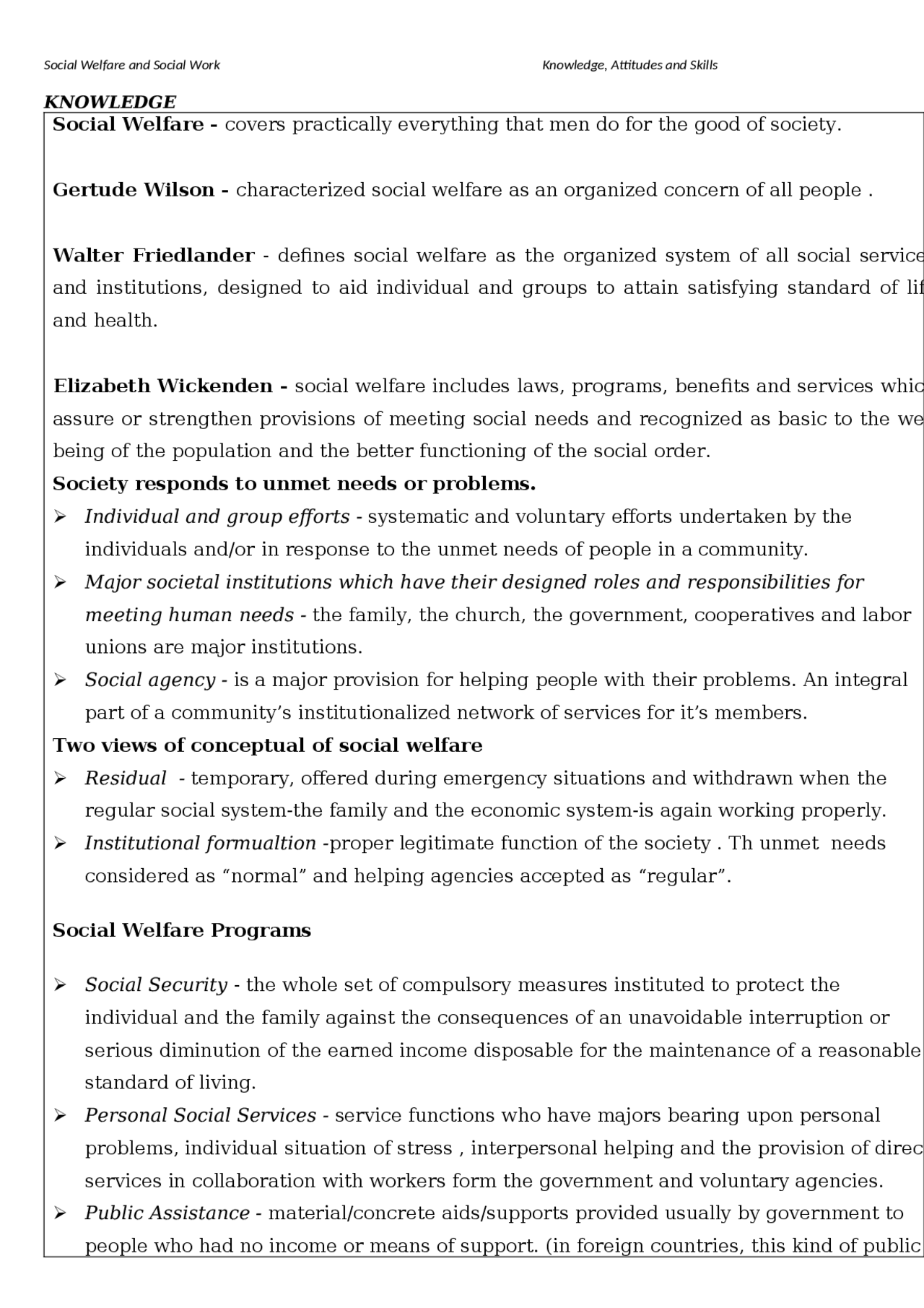 Social Welfare and Social Work Knowledge, Attitudes and Skills | Study ...